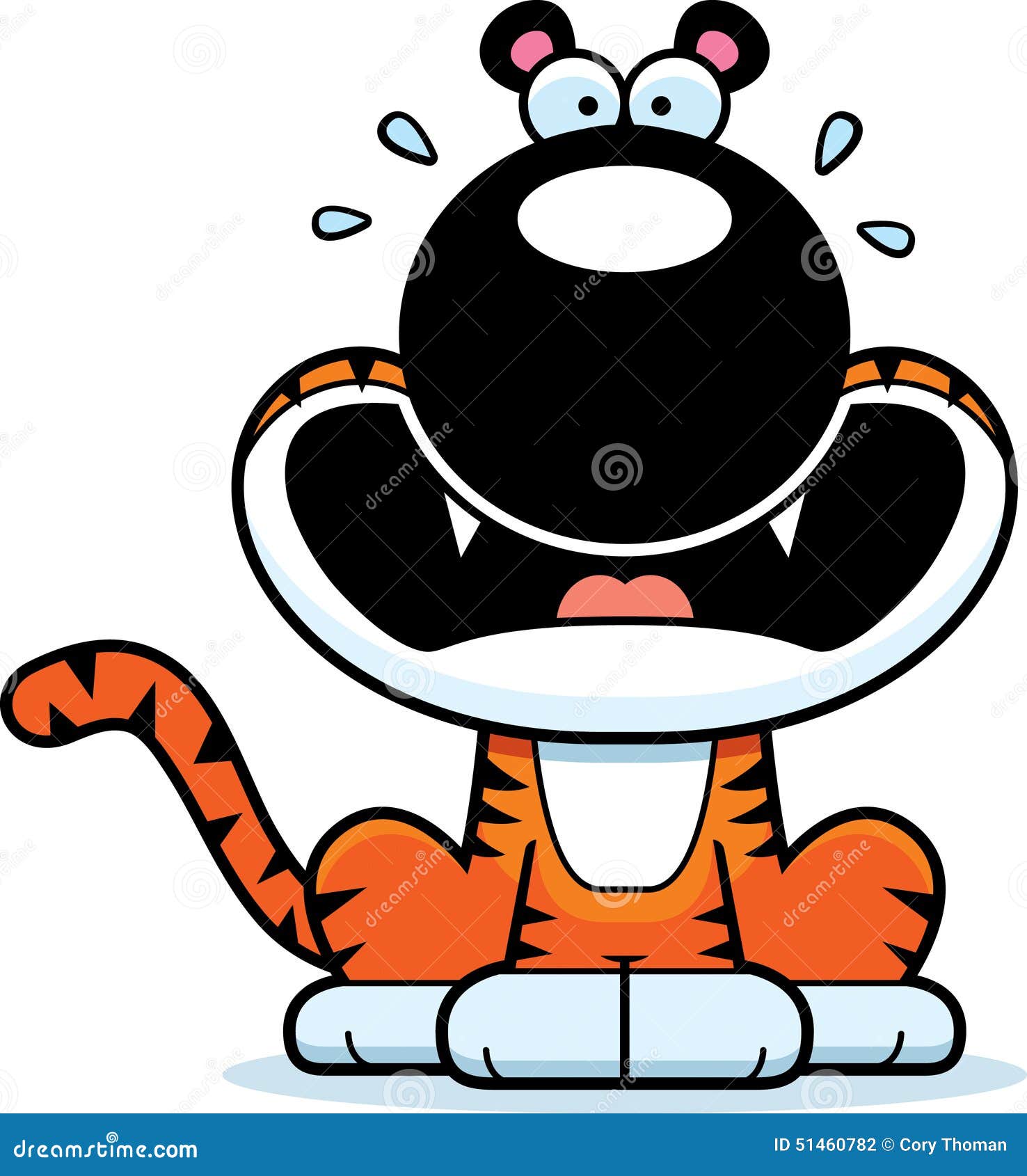 Scared Cartoon Tiger stock vector. Illustration of frightened - 51460782