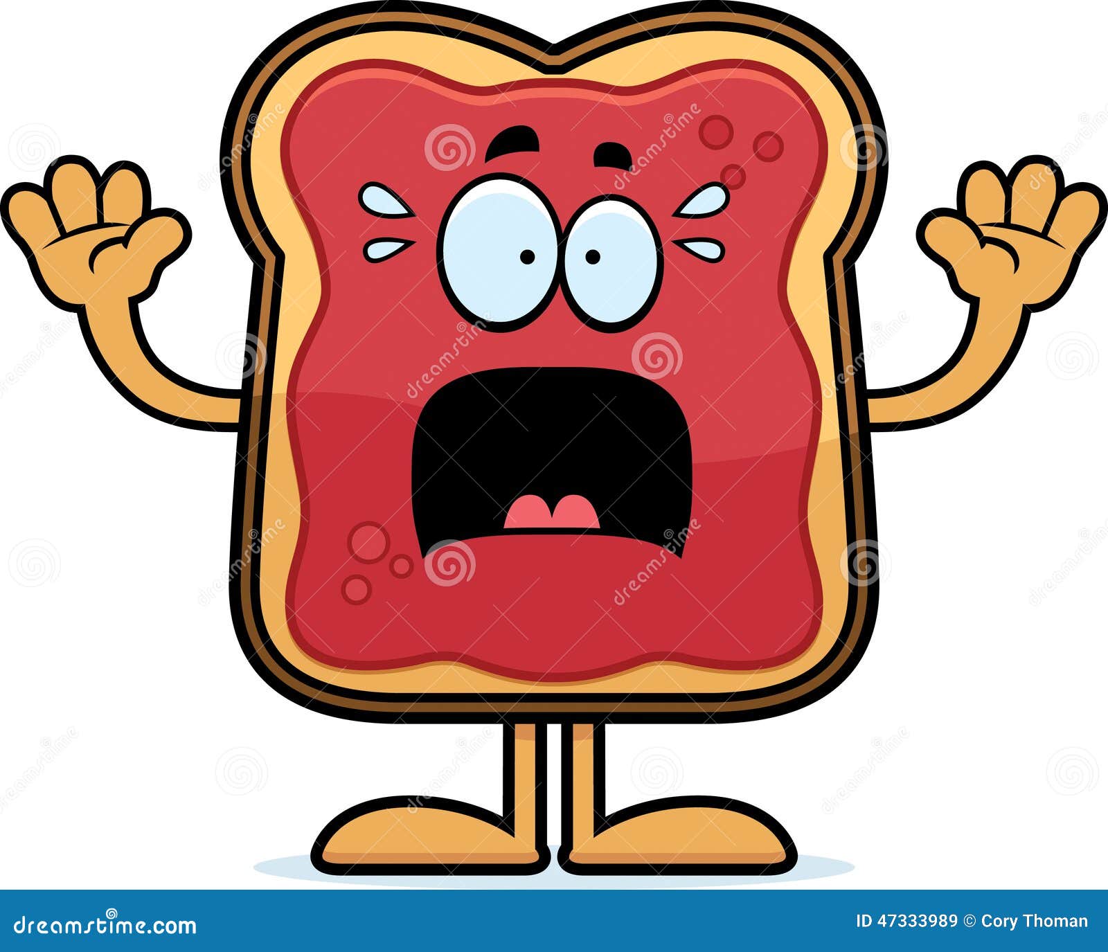 Scared Cartoon Toast with Jam Stock Vector - Illustration of bread ...