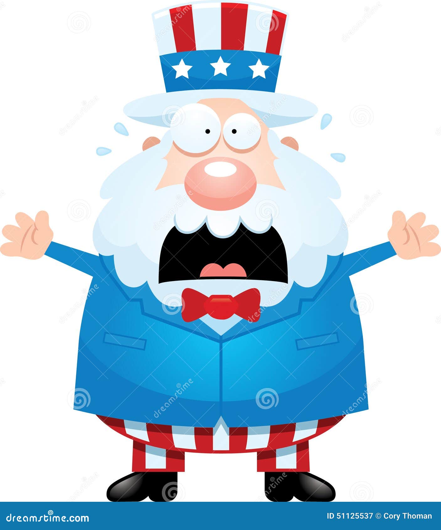 Scared Cartoon Uncle Sam stock vector. Illustration of upset - 51125537