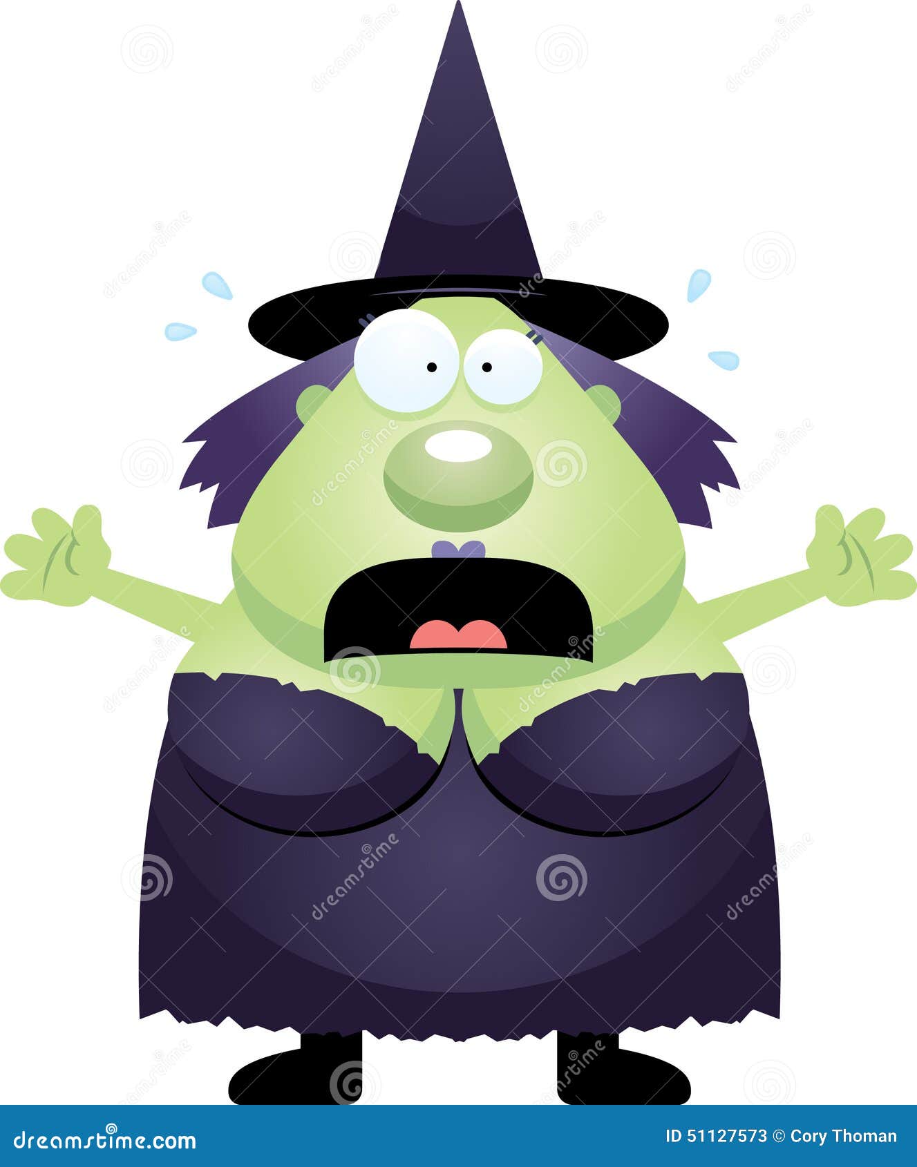 Scared Cartoon Witch stock vector. Illustration of witch - 51127573