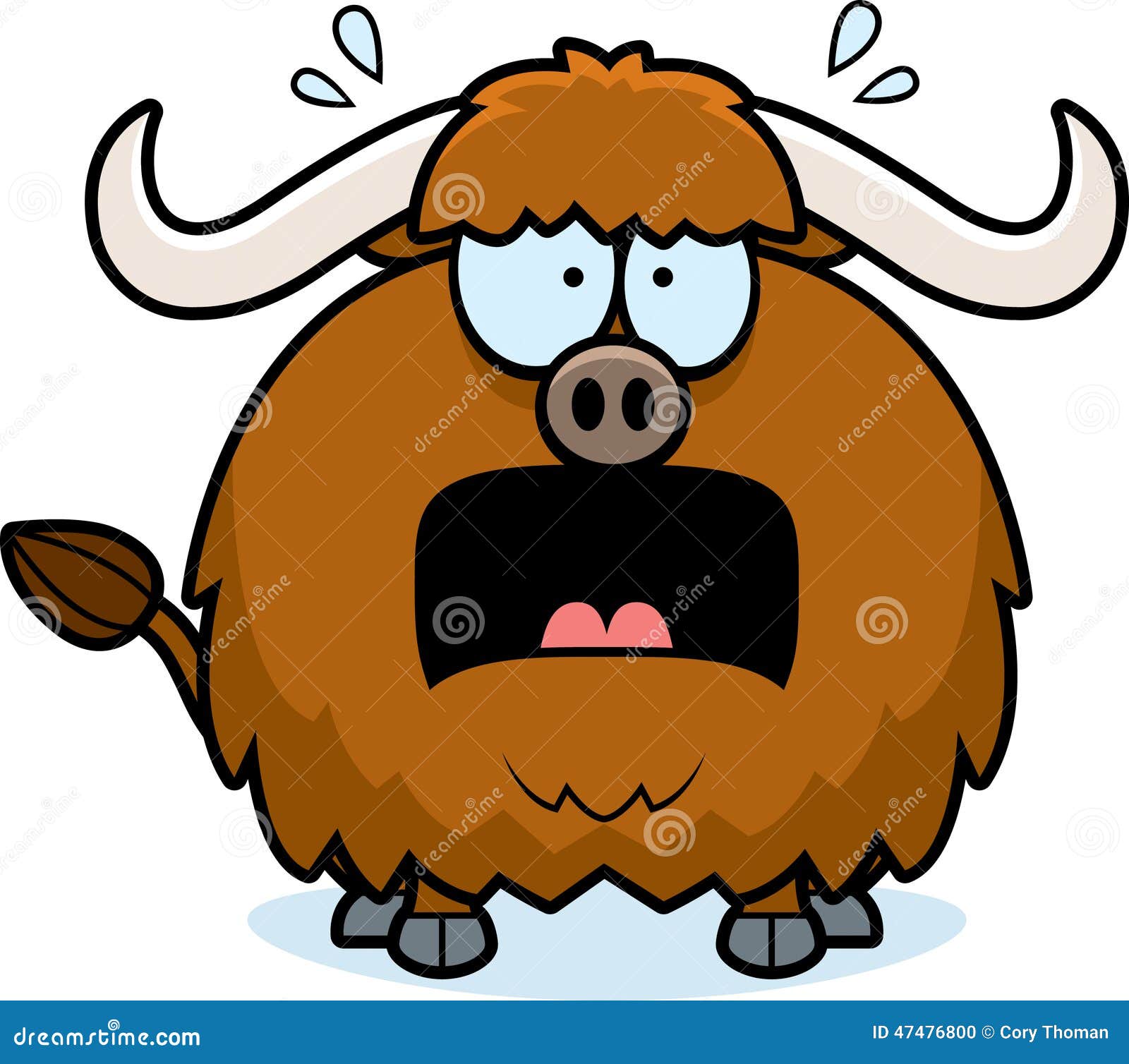 Scared Cartoon Yak stock vector. Illustration of vector - 47476800