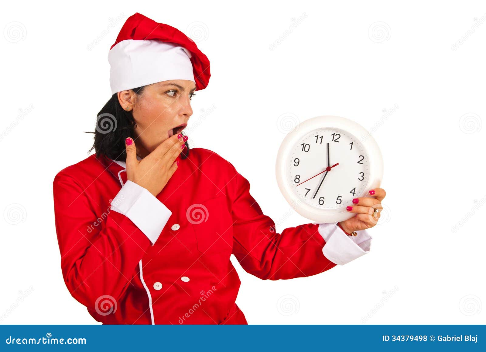 Scared Chef Looking To a Clock Stock Photo - Image of fear, caucasian ...