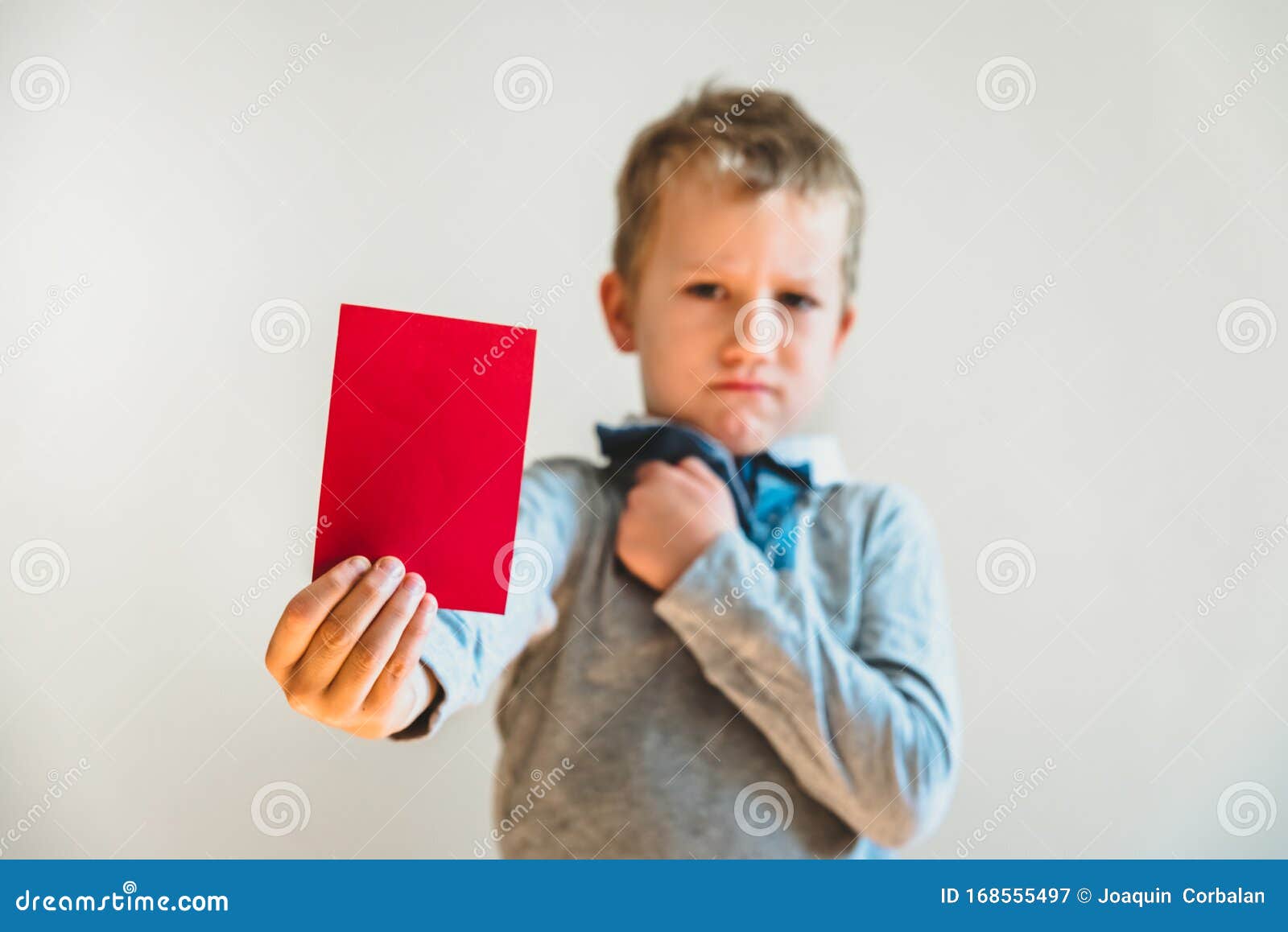Scared Child with Red Anti Bullying Card Stock Image - Image of stop ...