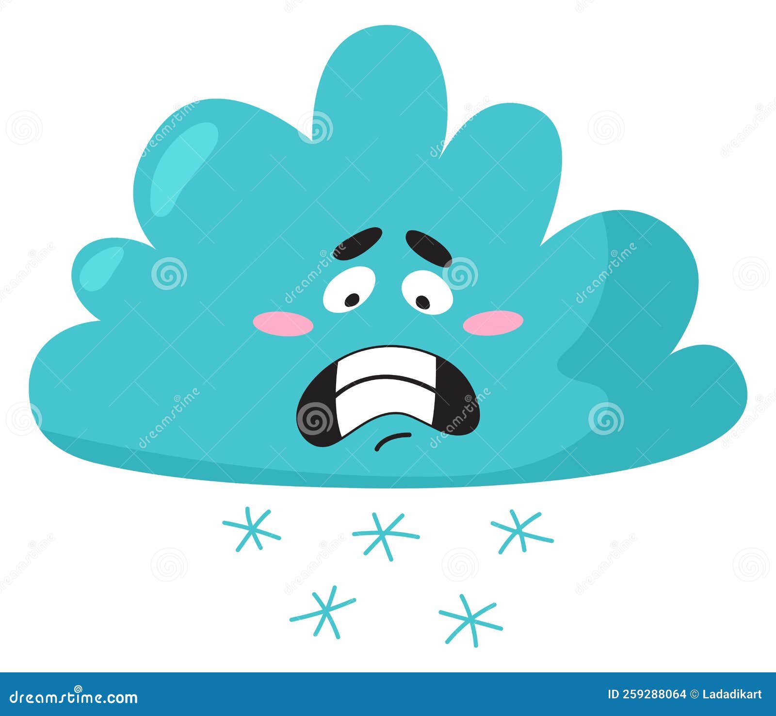 Scared Cloud with Falling Snow. Cold Weather Emoji Stock Vector ...