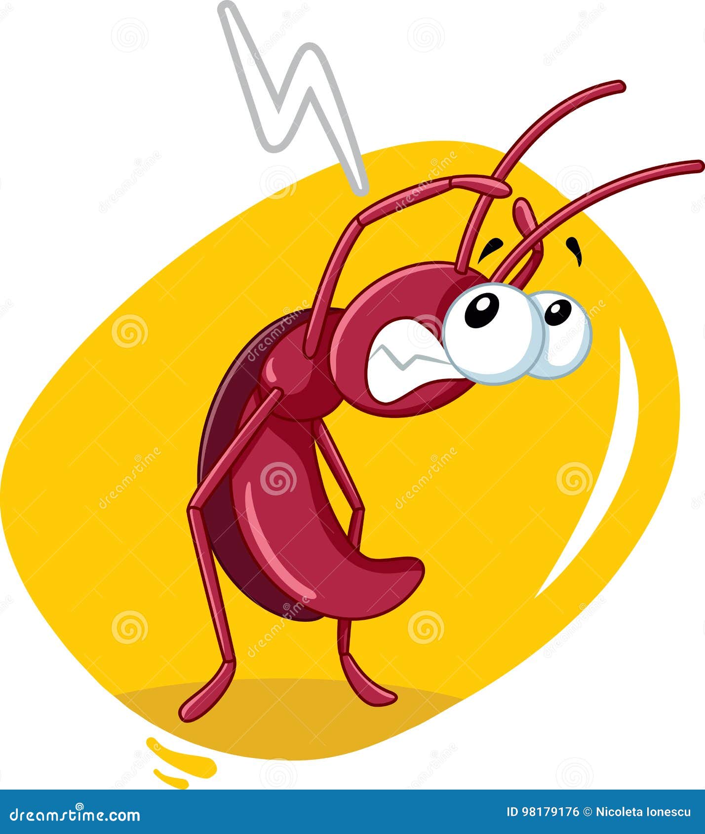 Scared Cockroach Insect Vector Cartoon Stock Vector - Illustration of ...