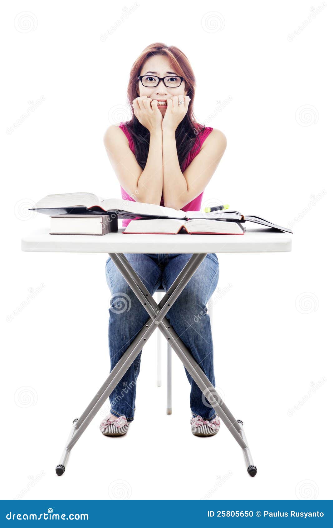Scared college student stock photo. Image of library - 25805650