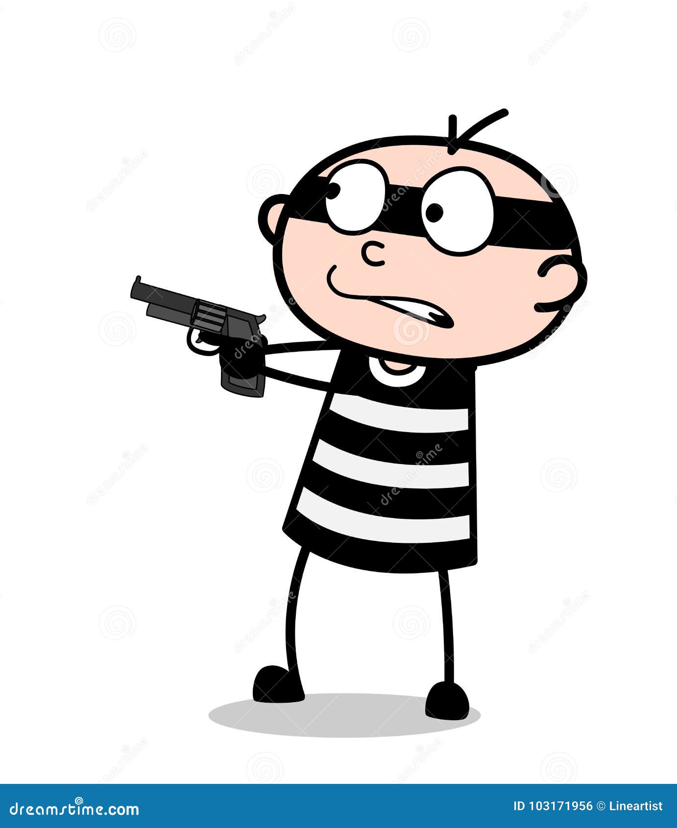 Scared Comic Criminal Pointing Gun Stock Photo | CartoonDealer.com ...