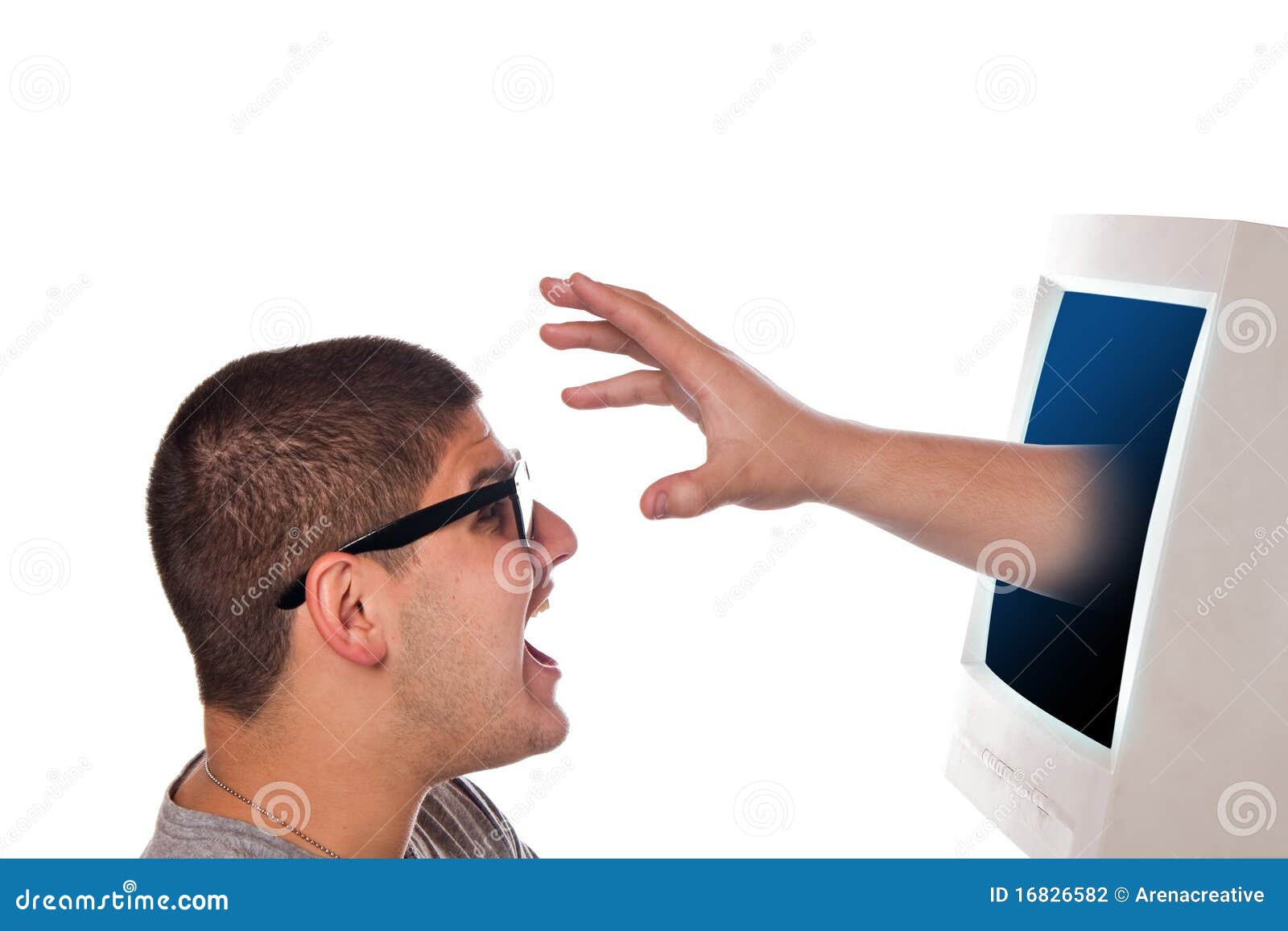 Scared Computer User stock photo. Image of sticking, malware - 16826582