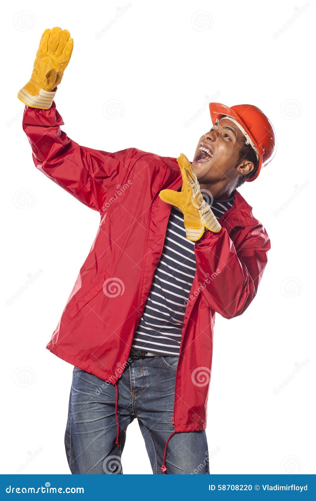 Scared construction worker stock photo. Image of human - 58708220