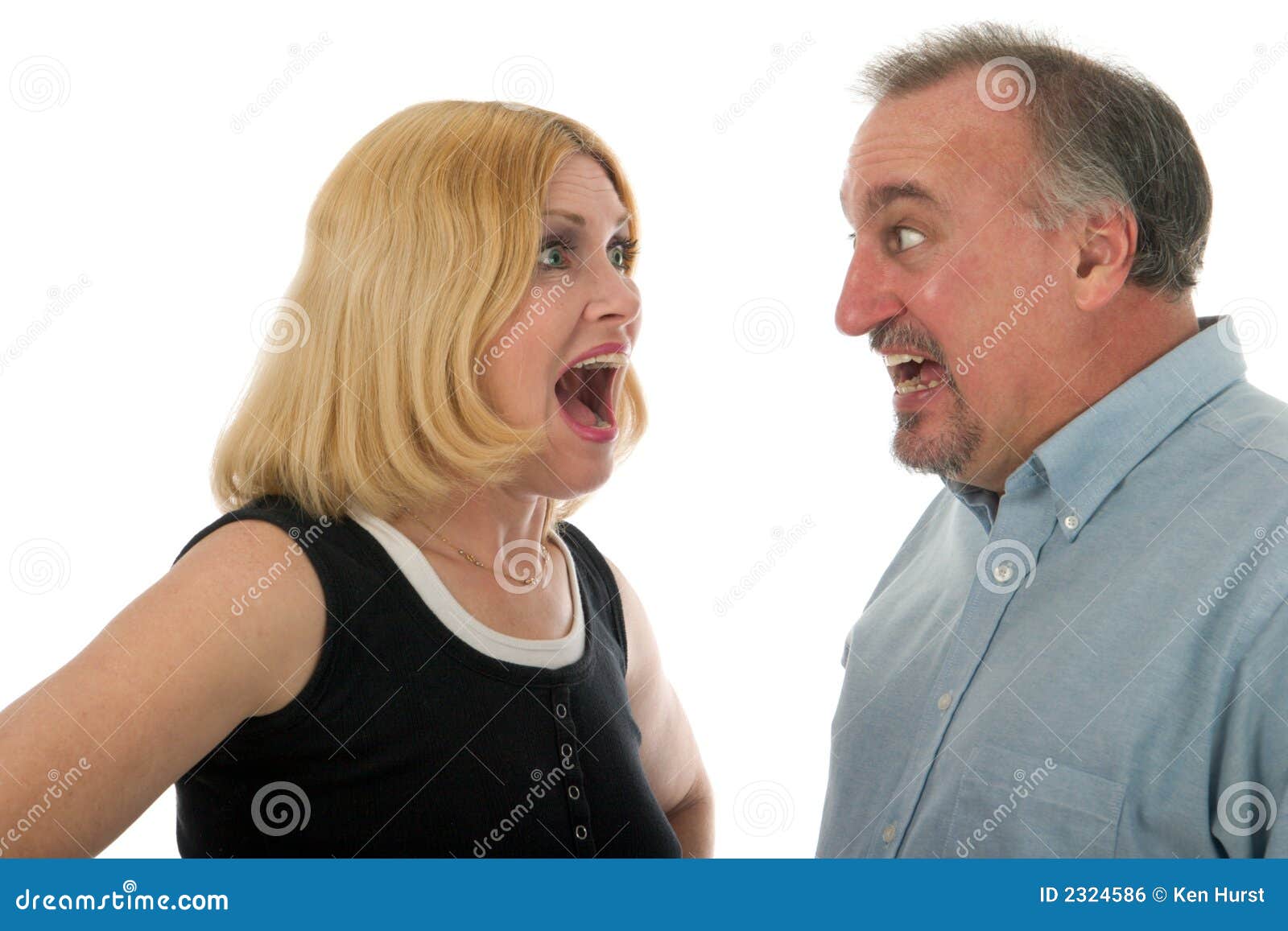 Scared Couple Screaming at Eac Stock Photo - Image of grey, eyeballs ...