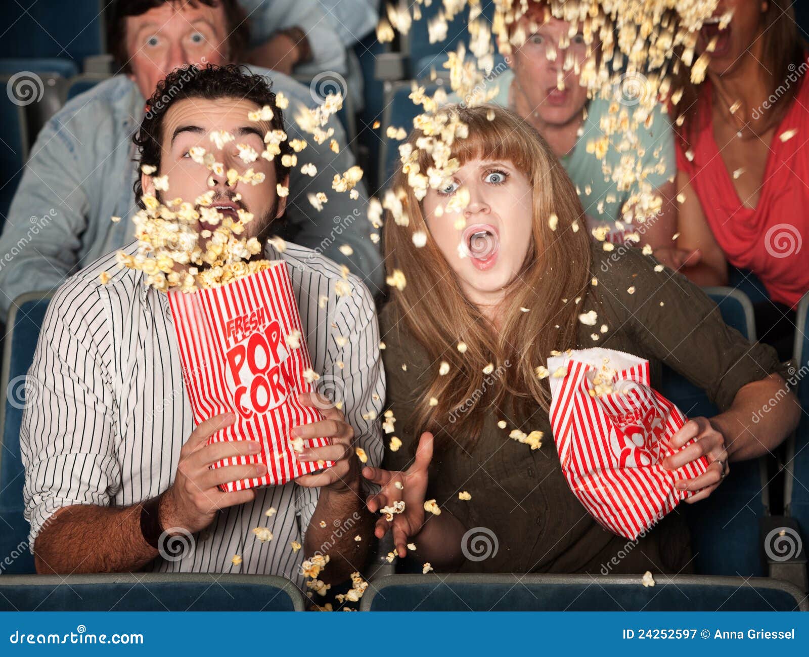 Scared Couple Spill Popcorn Royalty-Free Stock Photo | CartoonDealer ...