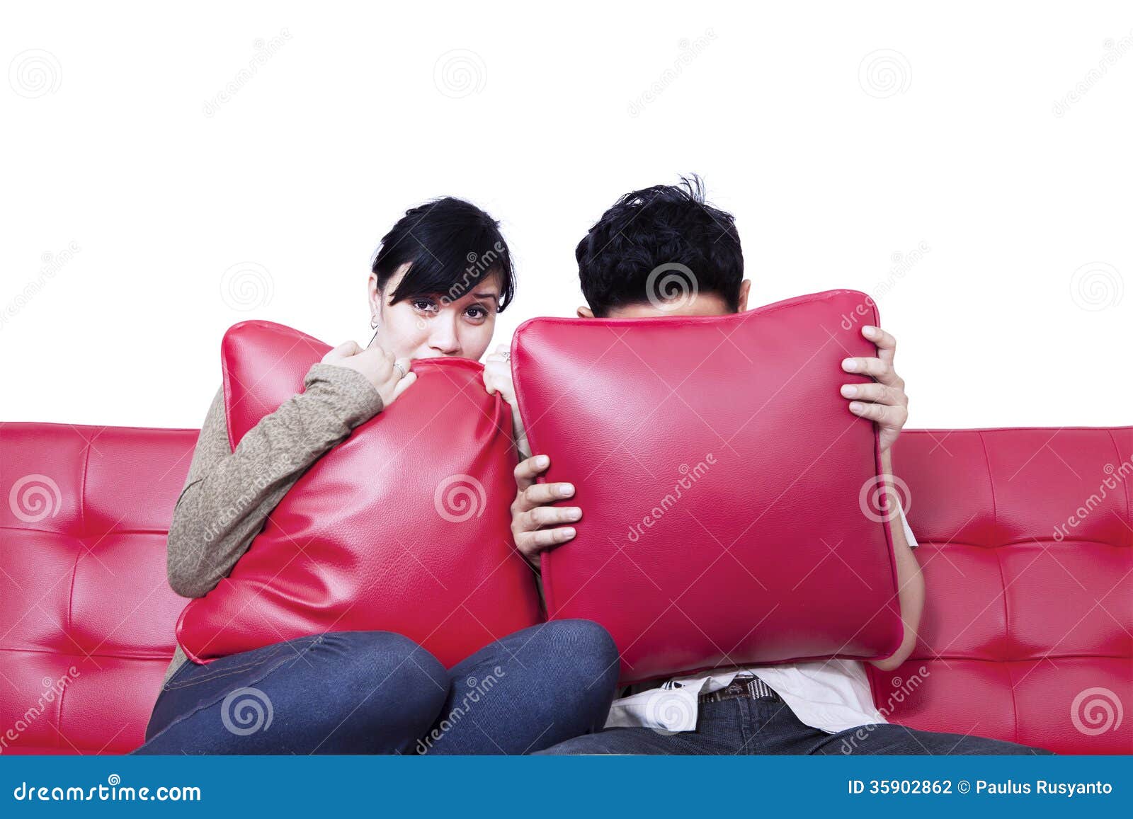 Scared Man Sitting On Sofa Royalty-Free Stock Photography ...