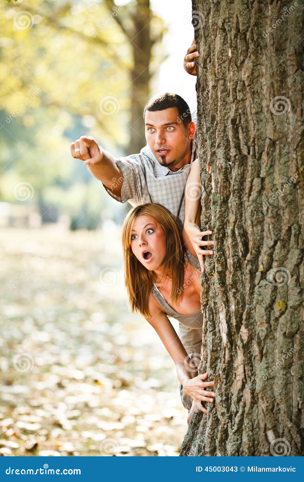 Scared couple stock image. Image of fear, tree, outdoor - 45003043