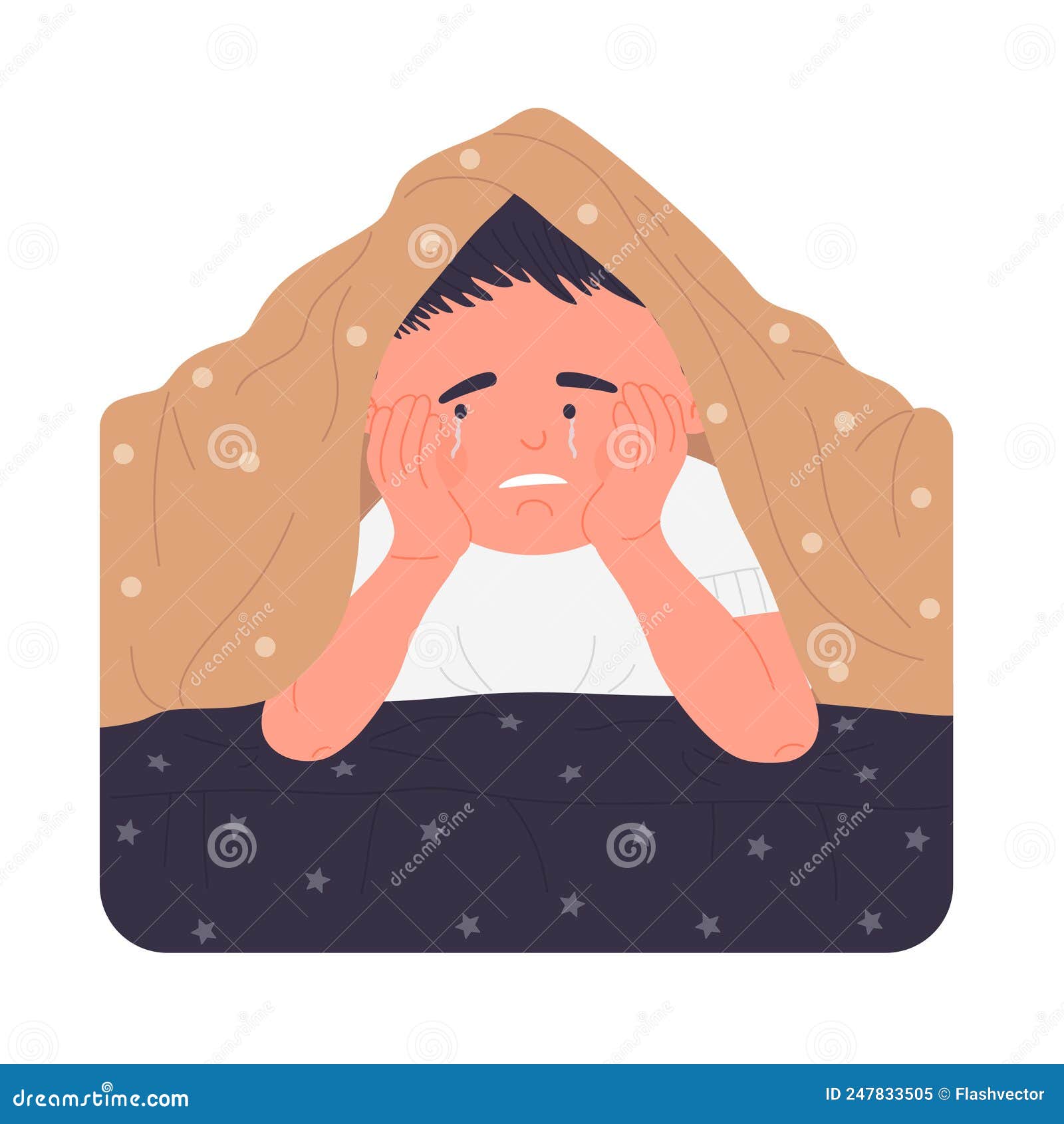 Scared Crying Girl. Cute Cartoon Character For Emoji, Sticker, Pin ...