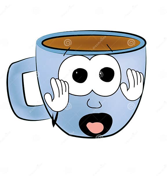 Scared Cup of Coffee Cartoon Stock Illustration - Illustration of scare ...