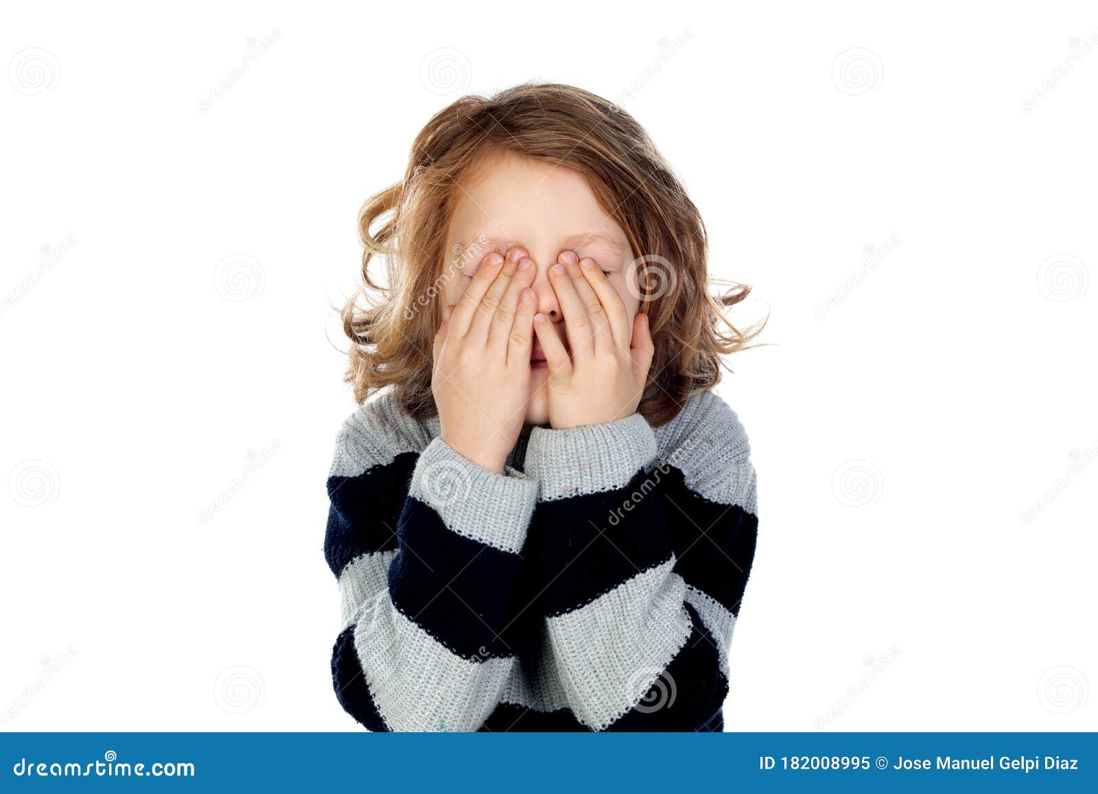 Scared Cute Boy Covering His Face Stock Image - Image of education ...
