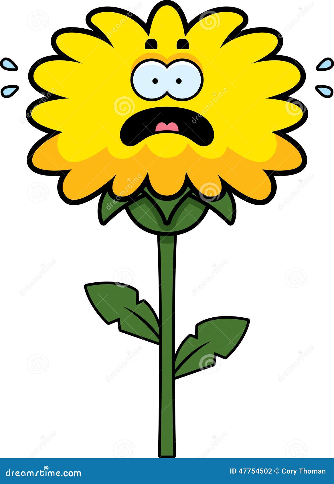 Scared Dandelion stock vector. Illustration of sweating - 47754502