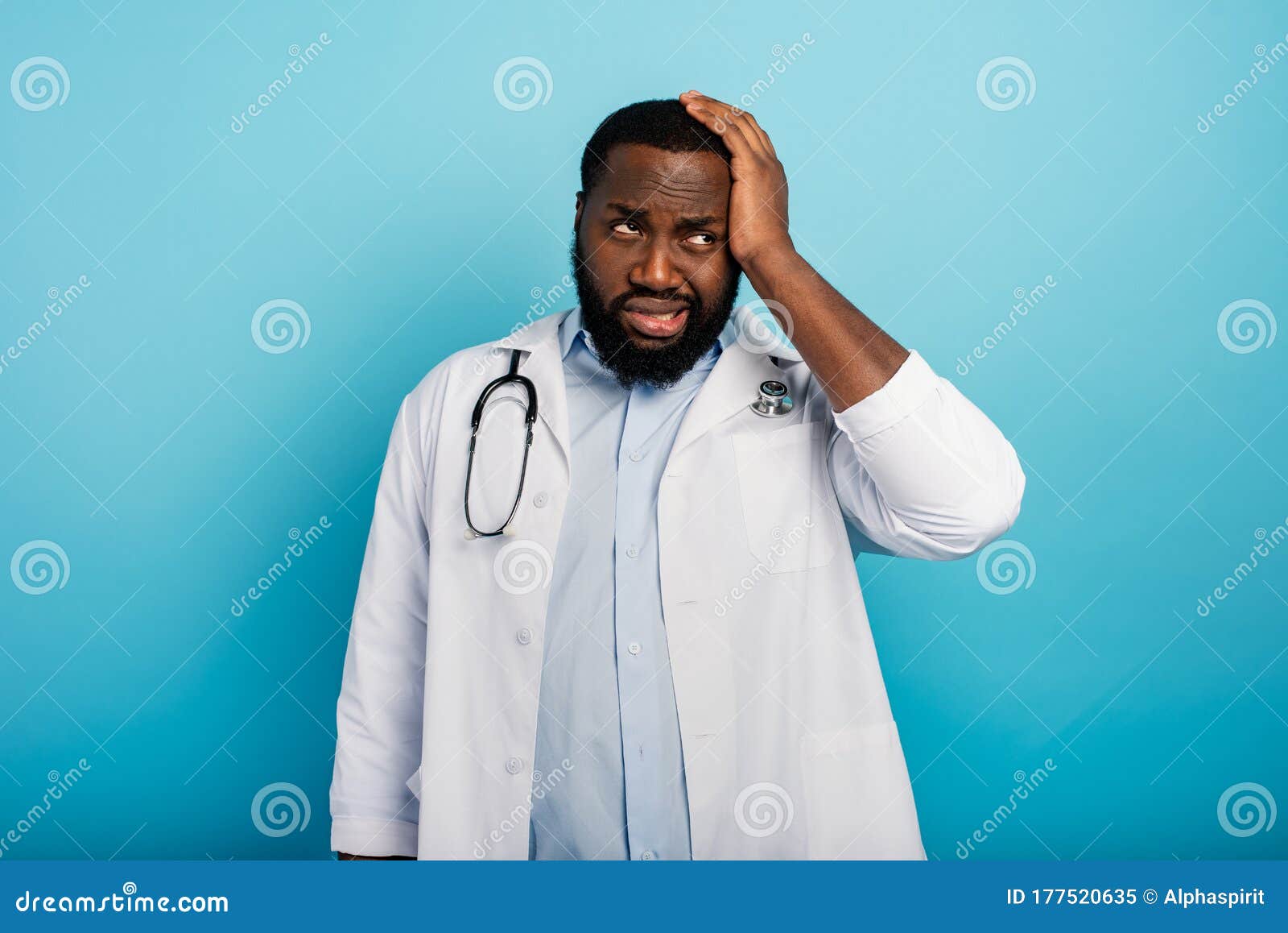 Scared Doctor Face Expression Due To Coronavirus Pandemic. Blue ...