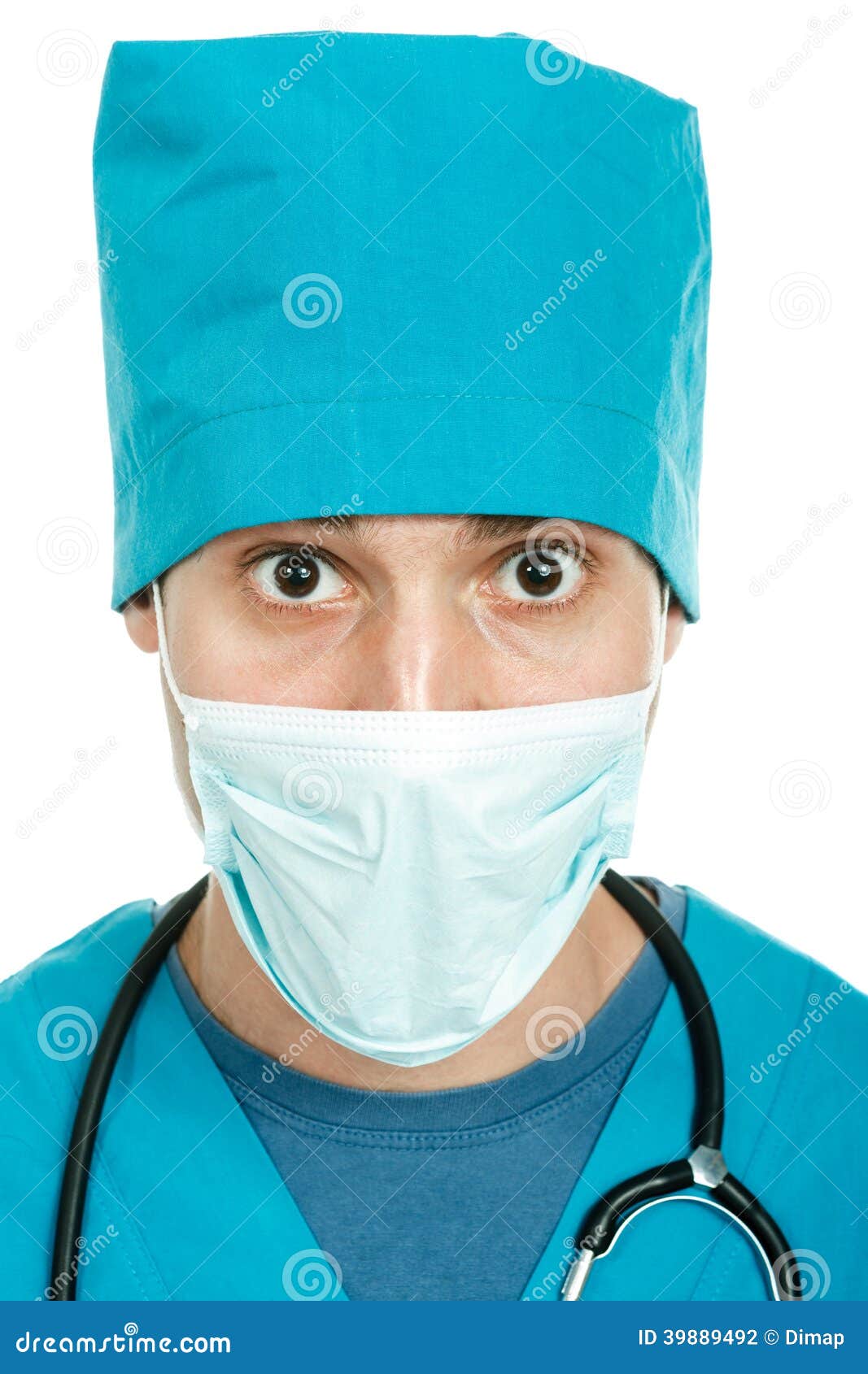 Scared doctor in uniform stock photo. Image of medical - 39889492