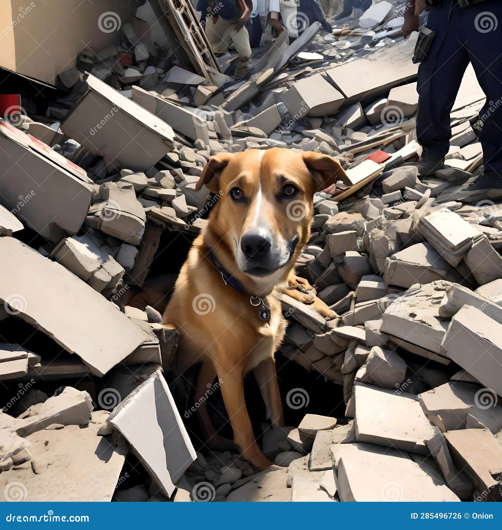 Dog Surviving An Earthquake - Ai Generated Image Stock Photo ...