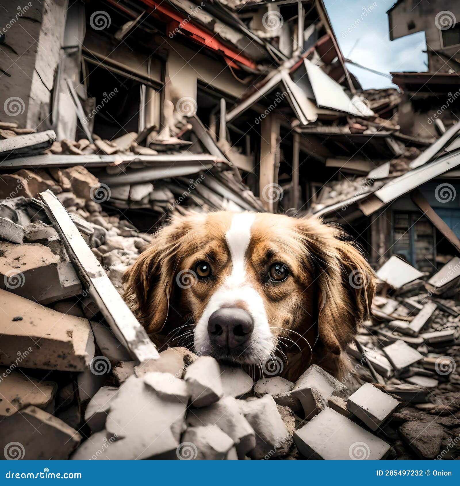 Dog Surviving An Earthquake - Ai Generated Image Stock Photo ...