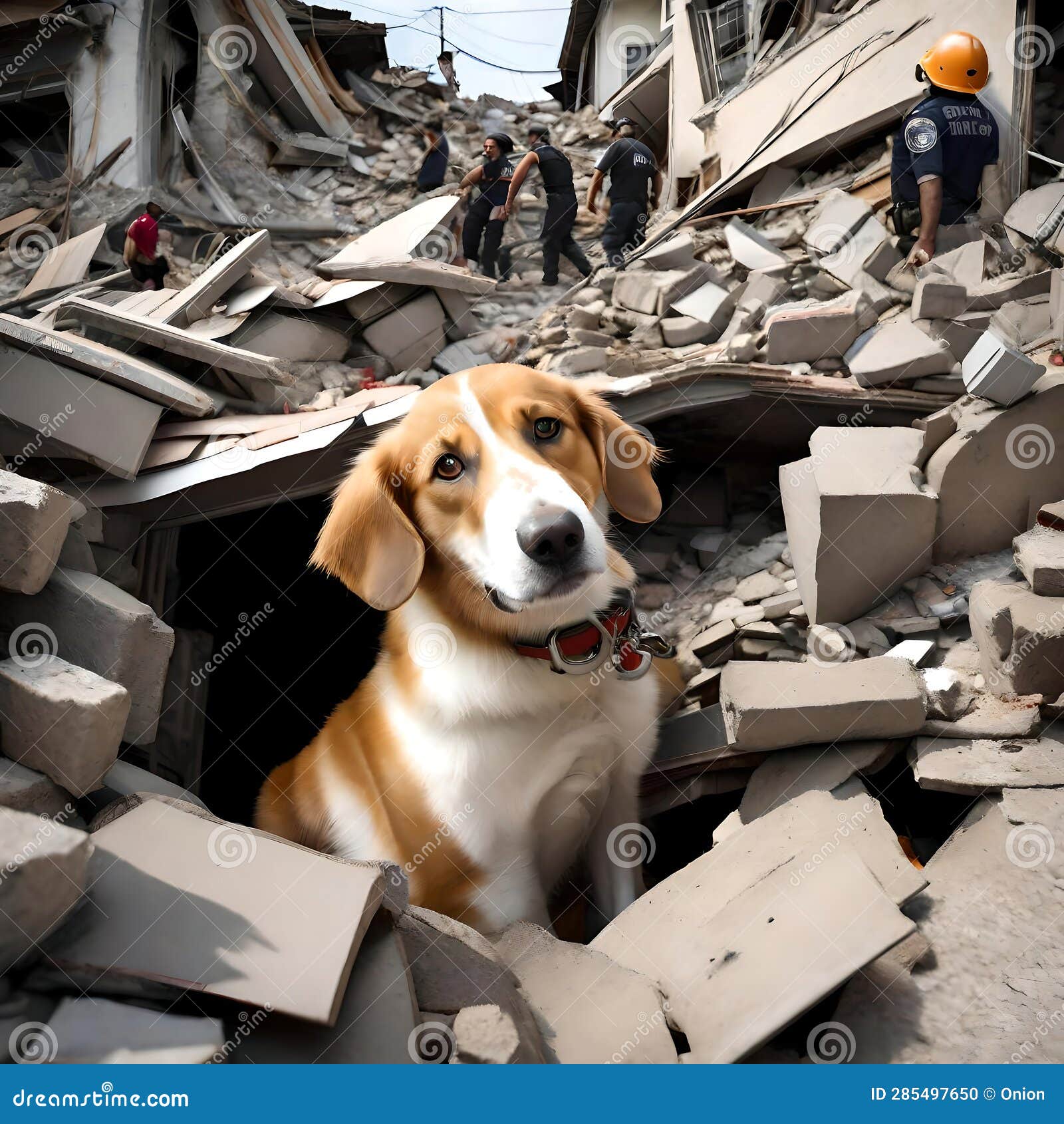 Dog Surviving an Earthquake - Ai Generated Image Stock Illustration ...