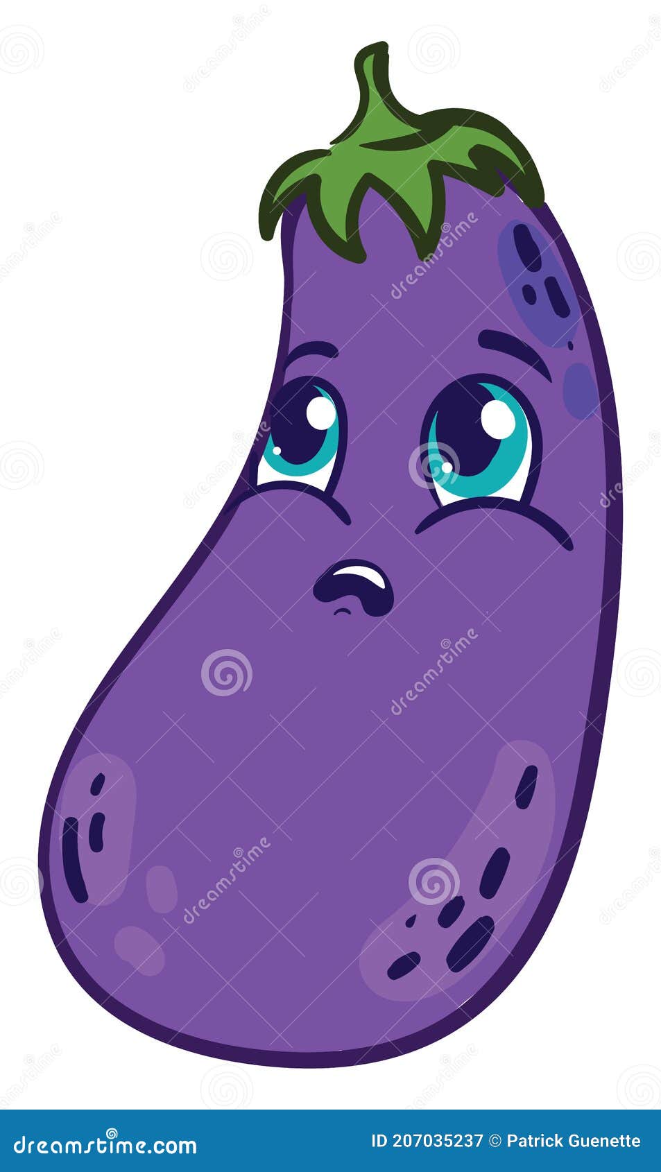 Eggplant Afraid Emotion Avatar. Purple Vegetable Fear Of Emoji. Vector ...