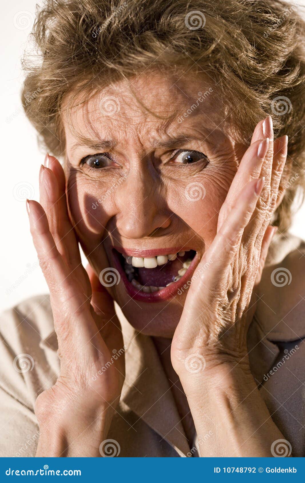Scared elderly woman stock photo. Image of closeup, expression - 10748792