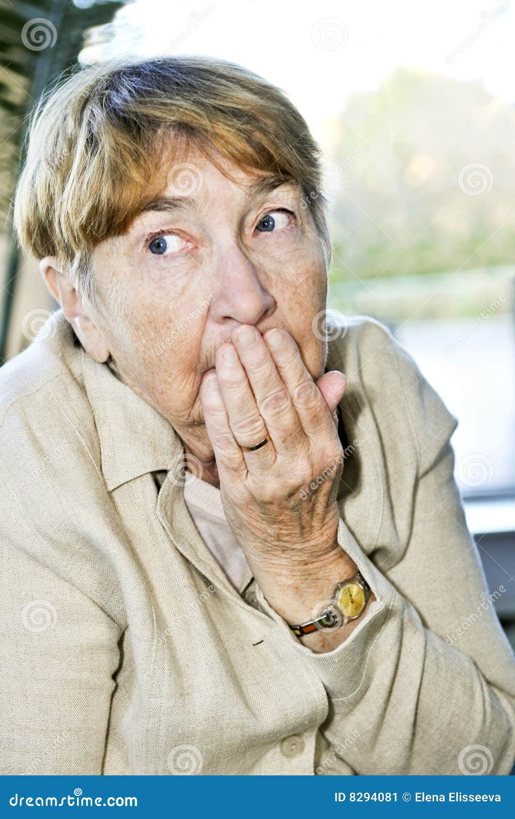 Scared elderly woman stock image. Image of frightened - 8294081