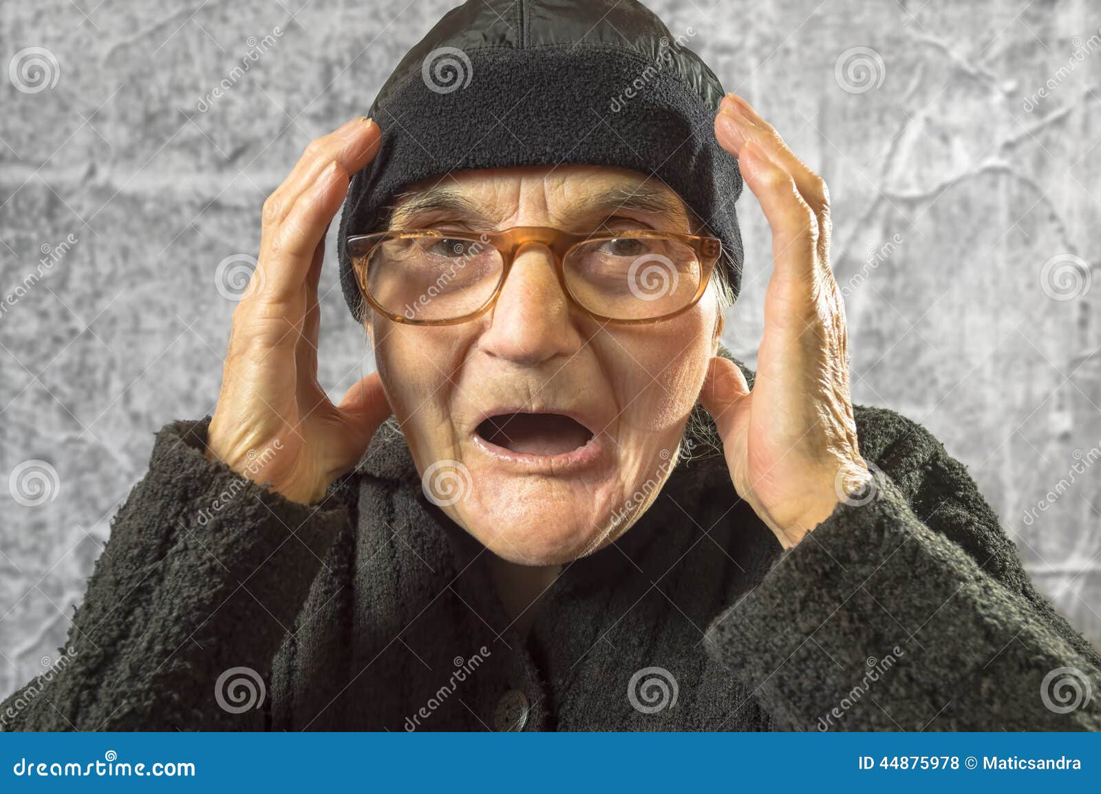 Scared elderly woman. stock photo. Image of scare, alone - 44875978
