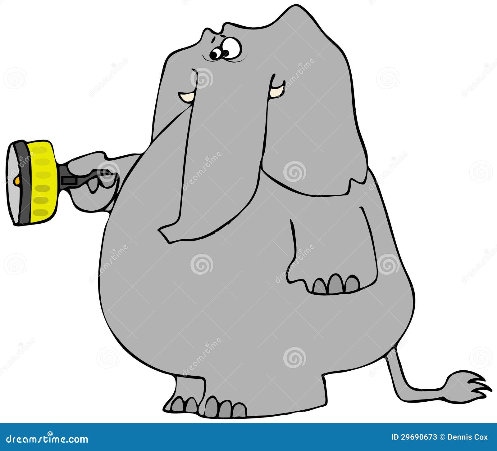 Scared Elephant with a Flashlight Stock Illustration - Illustration of ...