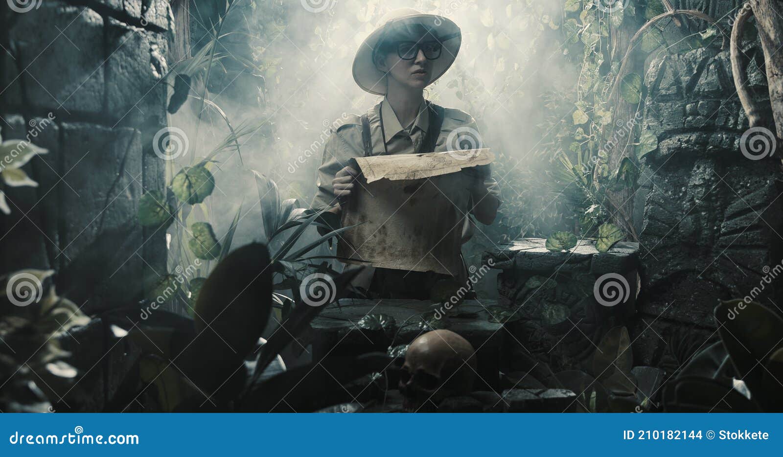 Scared Explorer Woman With Helmet Isolated On White Royalty-Free Stock ...