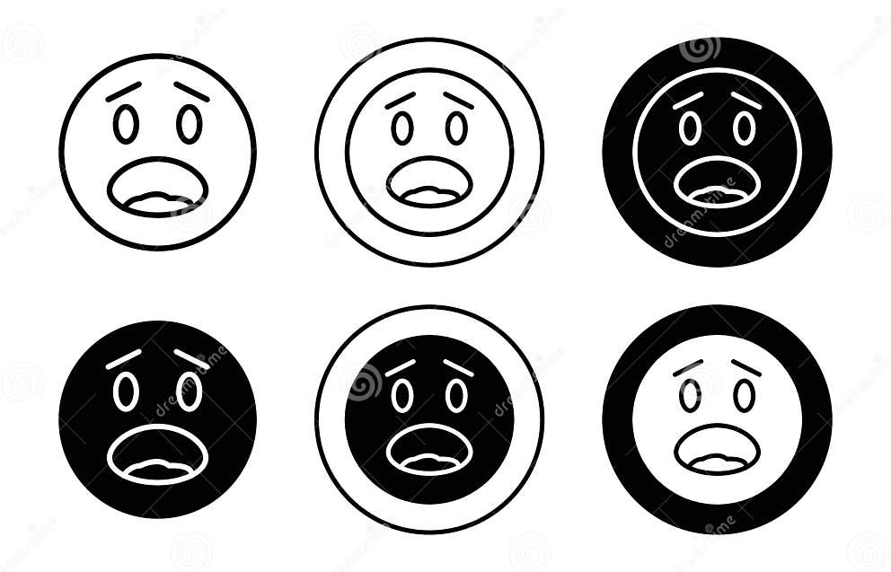 Scared Expression Face Icon Outline Flat Icon Stock Illustration ...