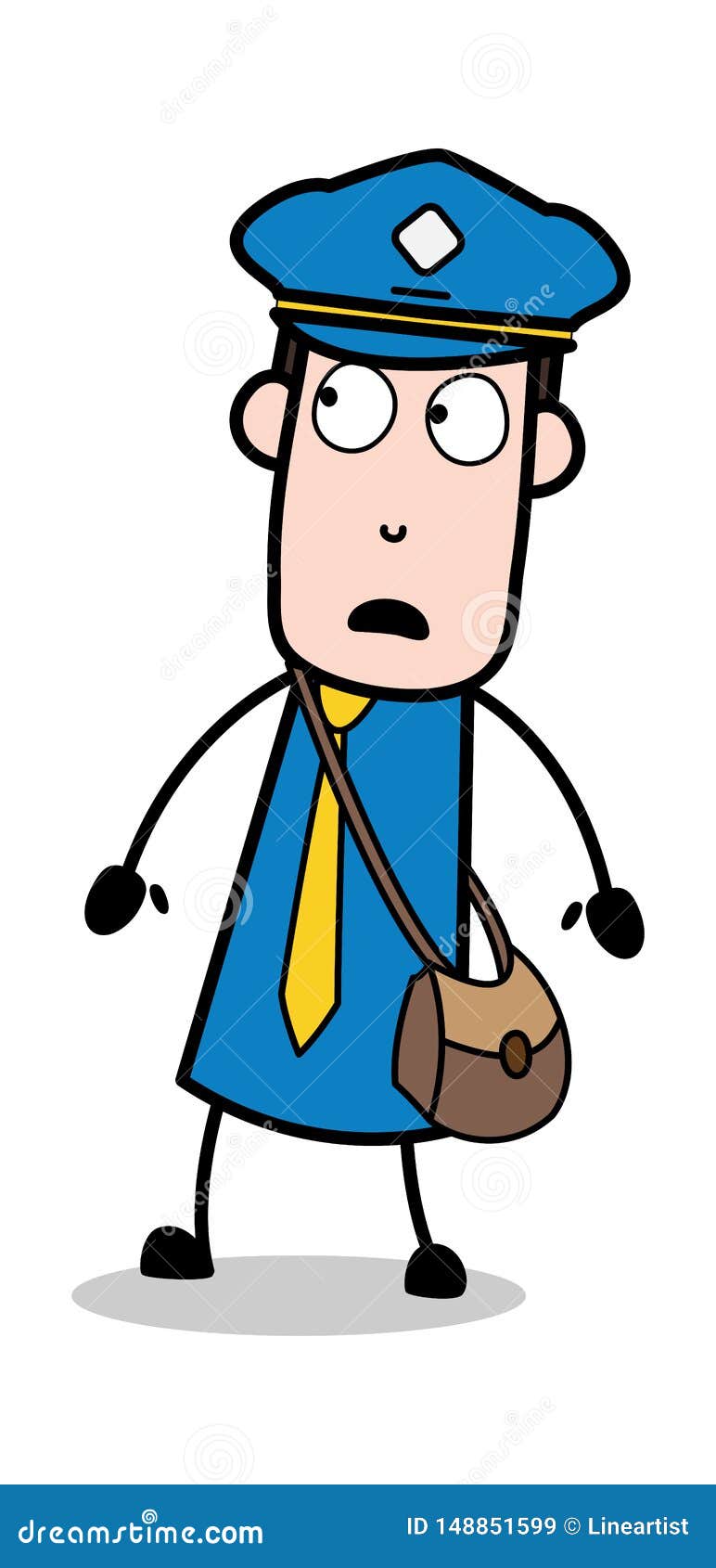 Scared Expression - Postman Cartoon Courier Guy Vector Illustration ...