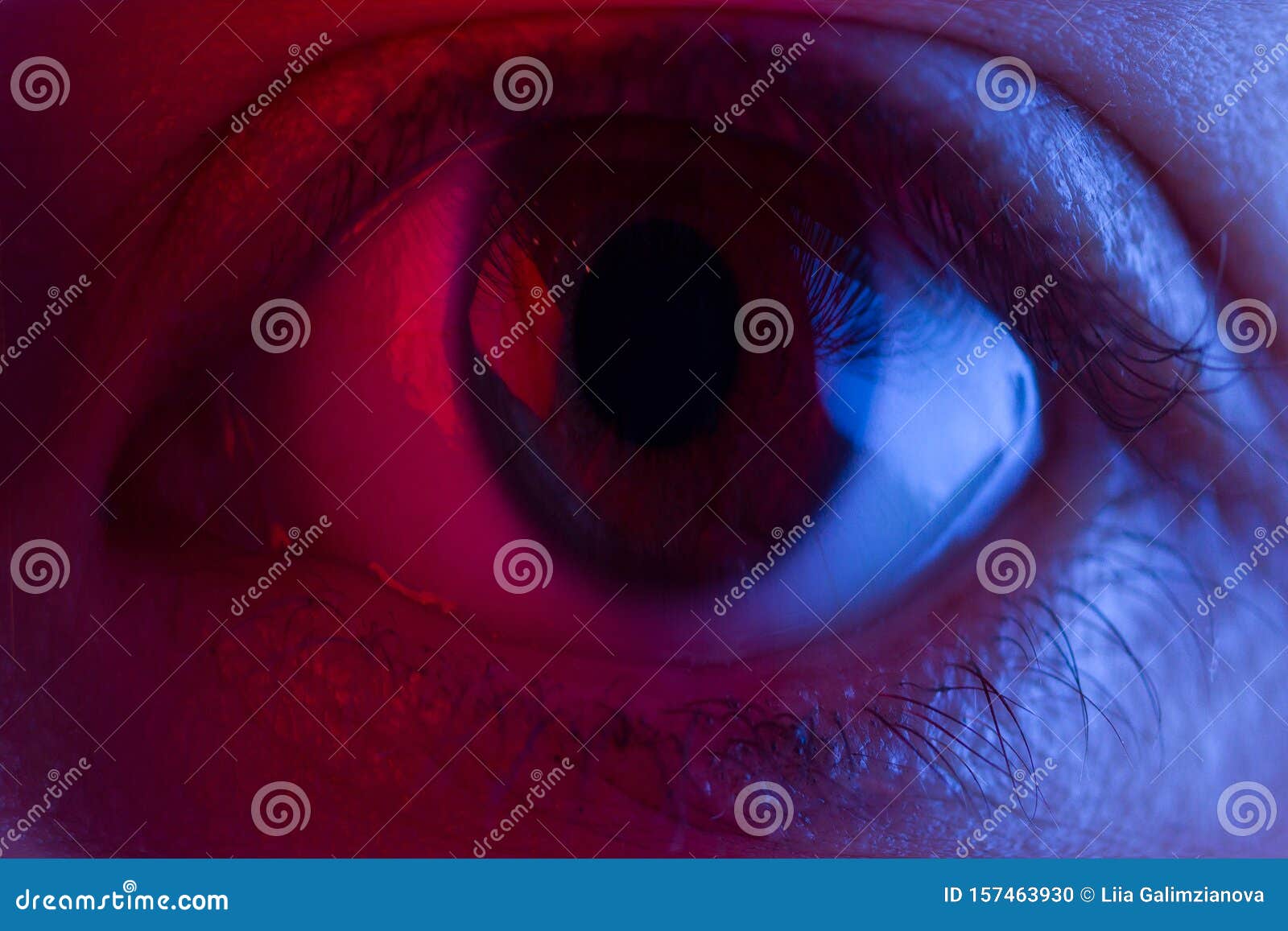 Scared eye in red light stock photo. Image of face, female - 157463930