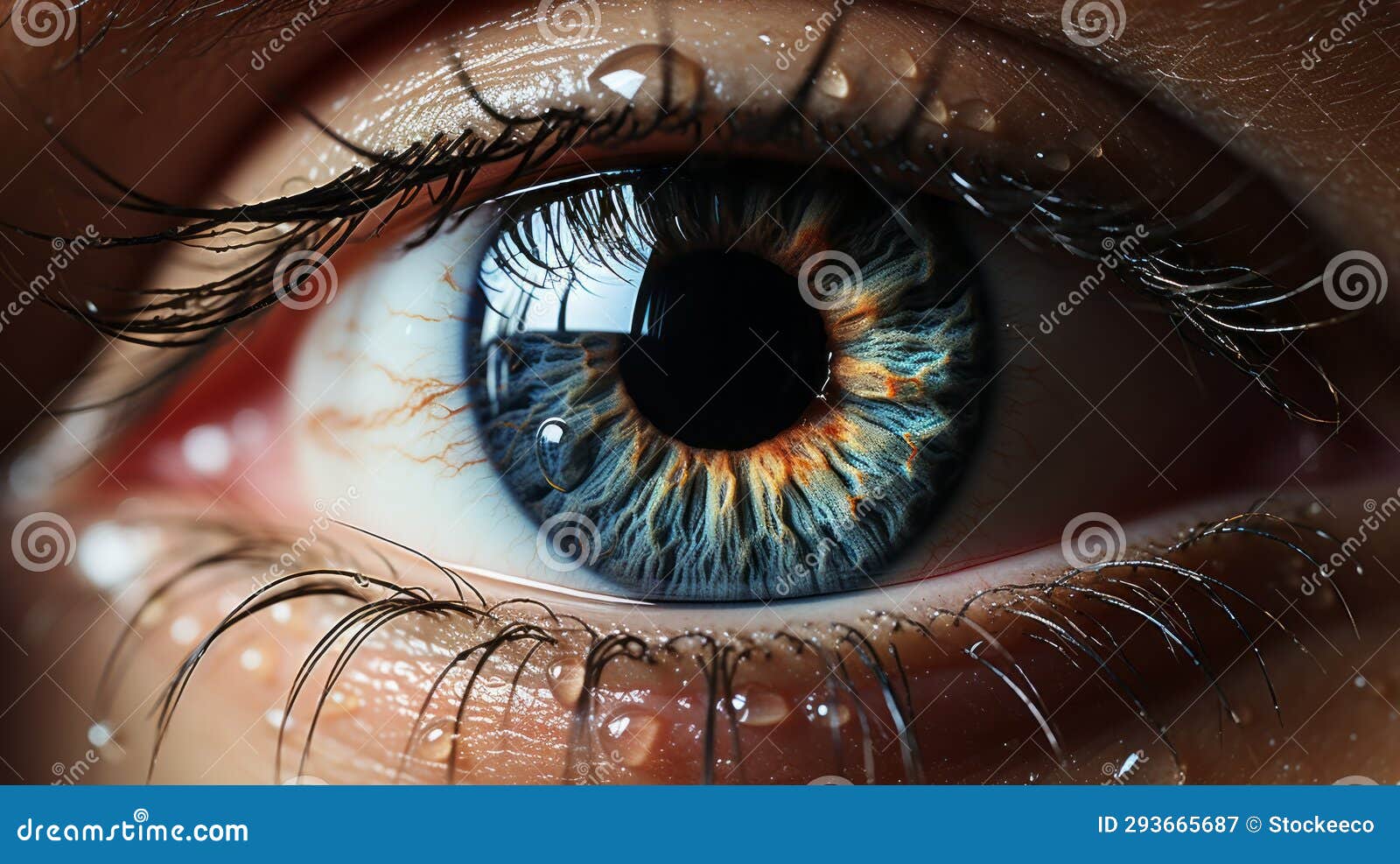 Scared Eyes: Hyperrealism Artwork in Light Orange and Dark Azure Stock ...