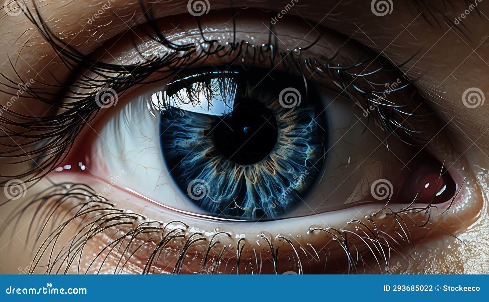 Scared Eyes: Hyperrealistic Closeup of a Blue Eye Stock Illustration ...