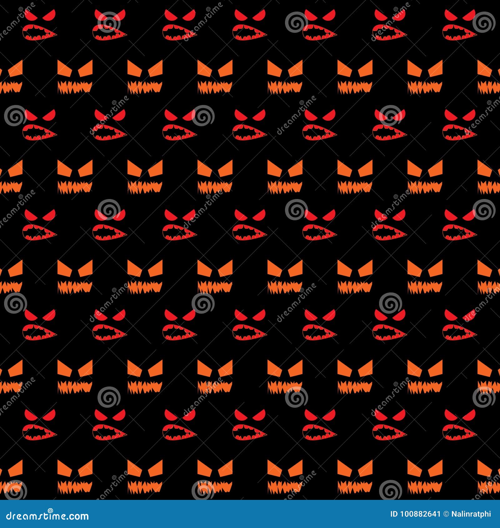 Scared Face Created Halloween Pattern Background Stock Vector ...