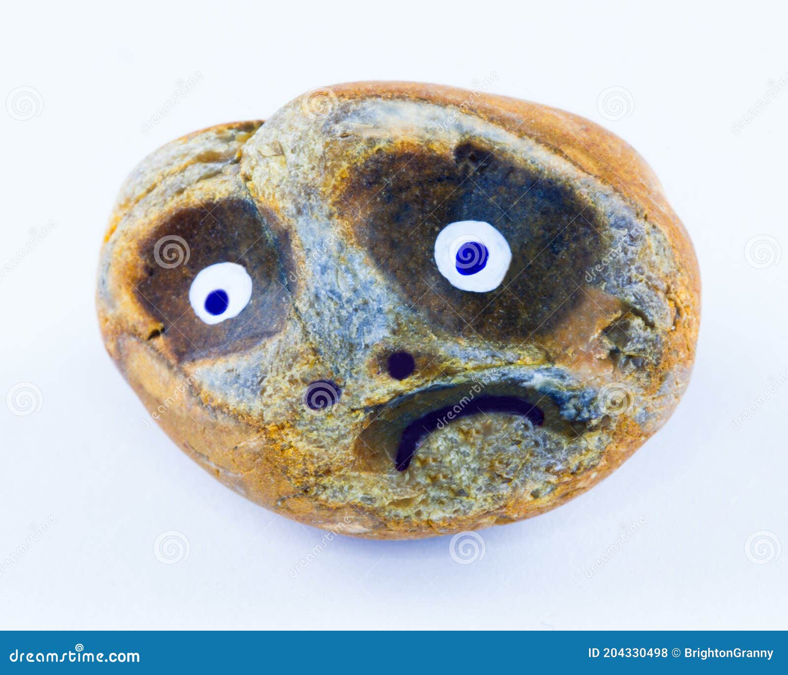 Scared Face Painted on Pebble Stock Photo - Image of painted, pebble ...
