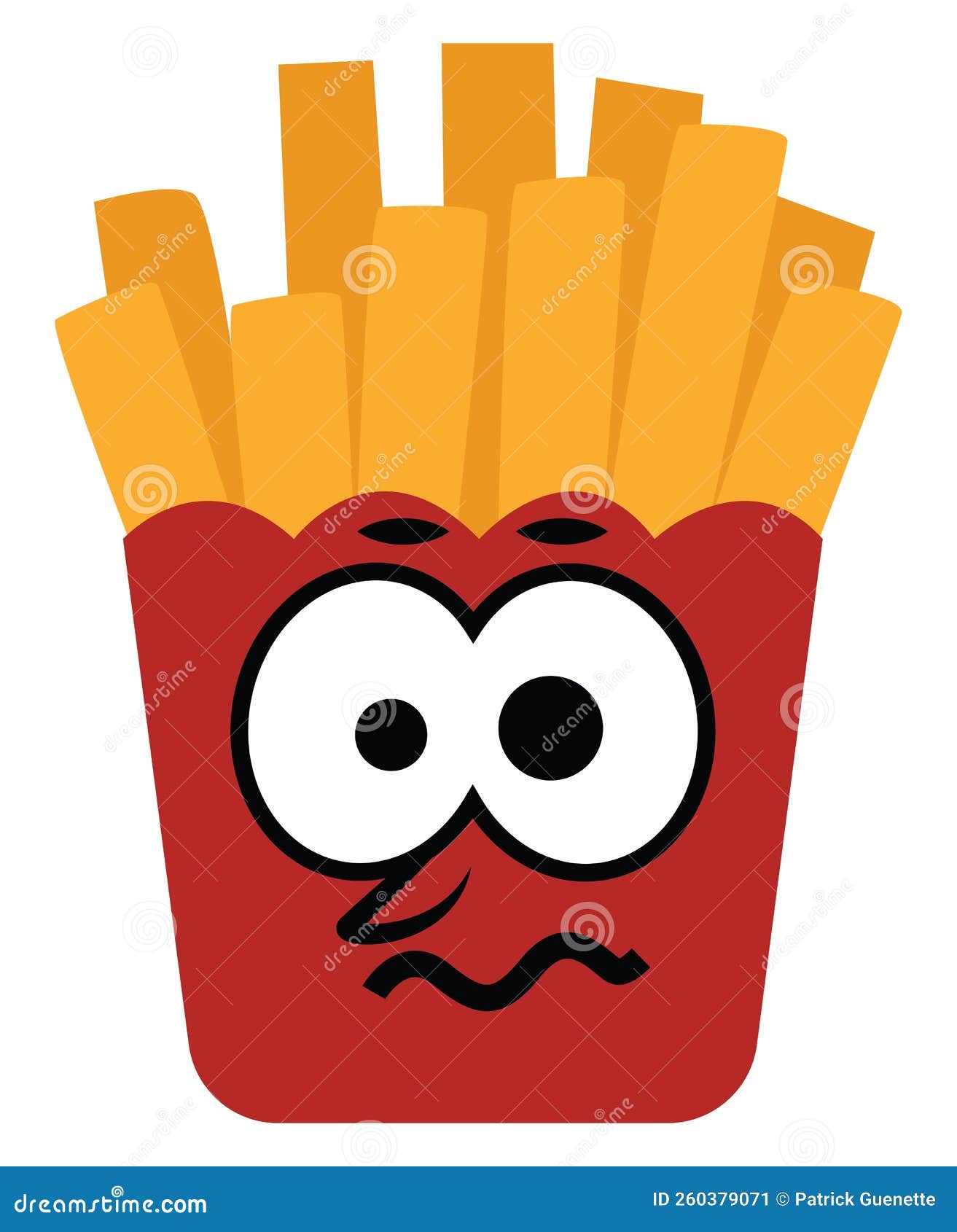 Scared fries, icon stock vector. Illustration of healthy - 260379071