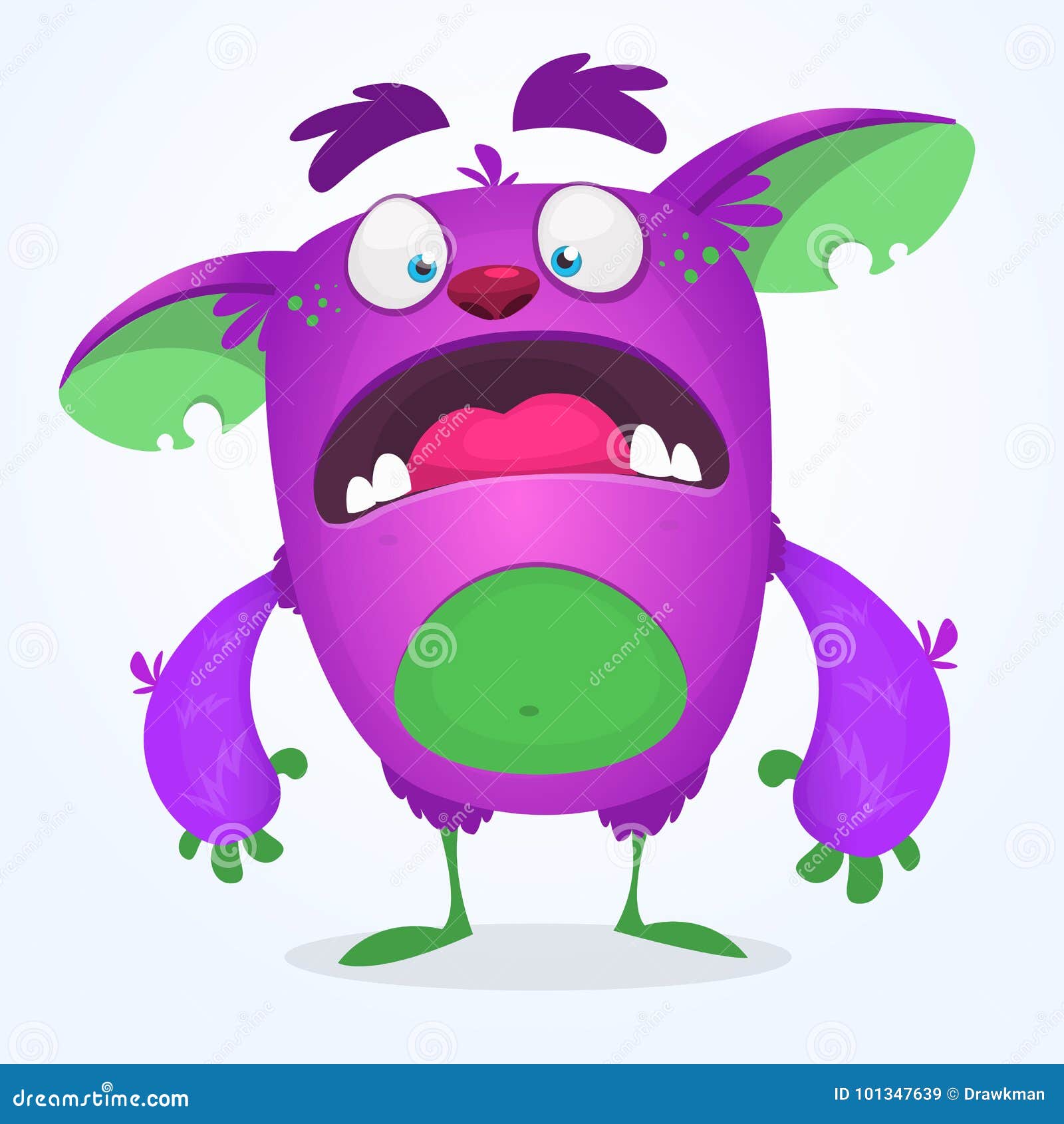 Scared Funny Cartoon Monster. Halloween Vector Illustration Stock ...
