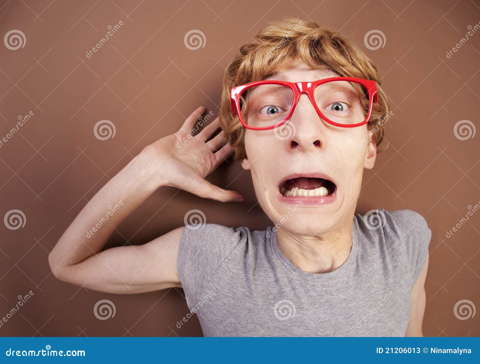 Scared funny guy stock image. Image of hilarious, fear - 21206013