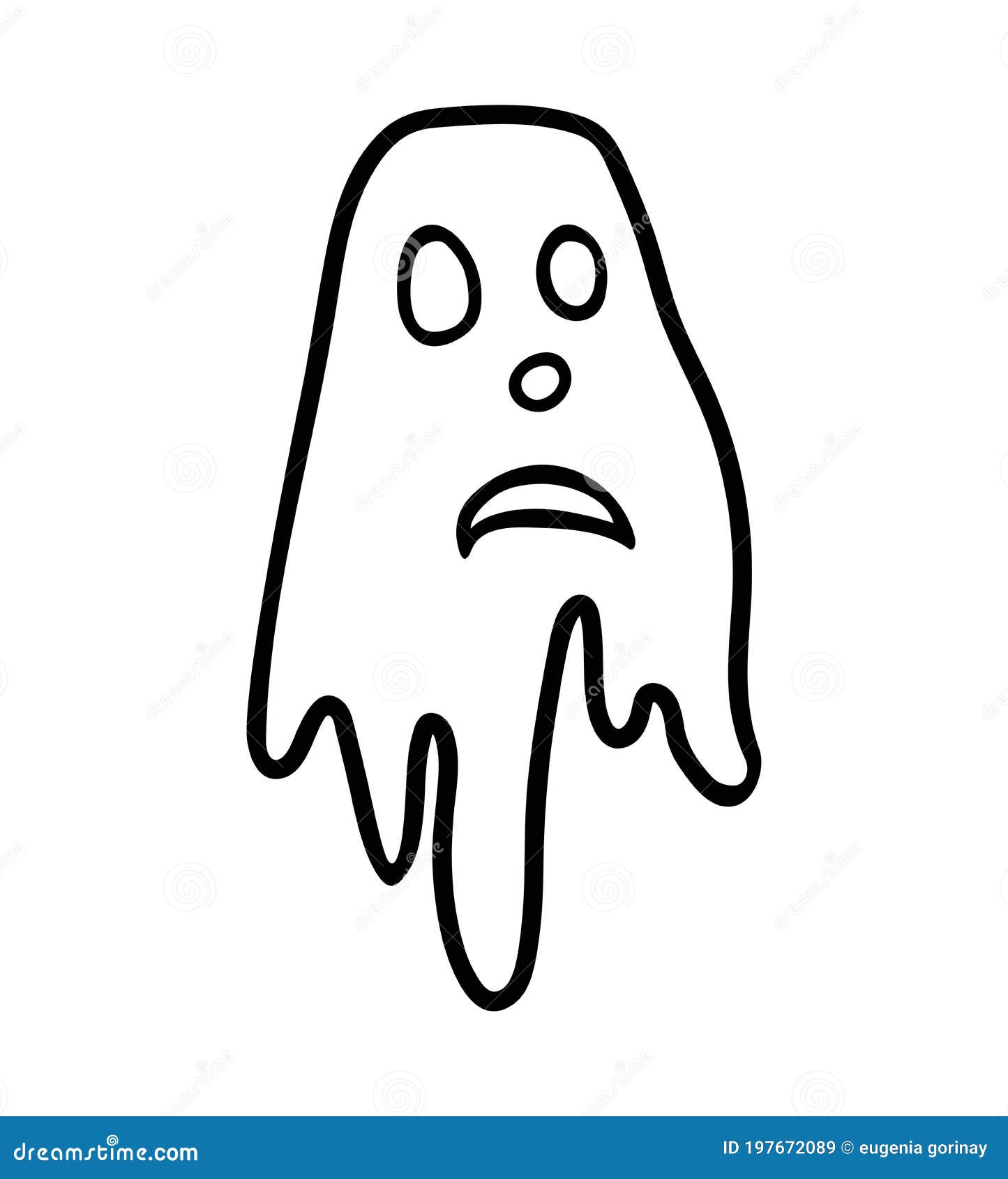 Scared Ghost Isolated Outline Doodle Style on White Background. Stock ...