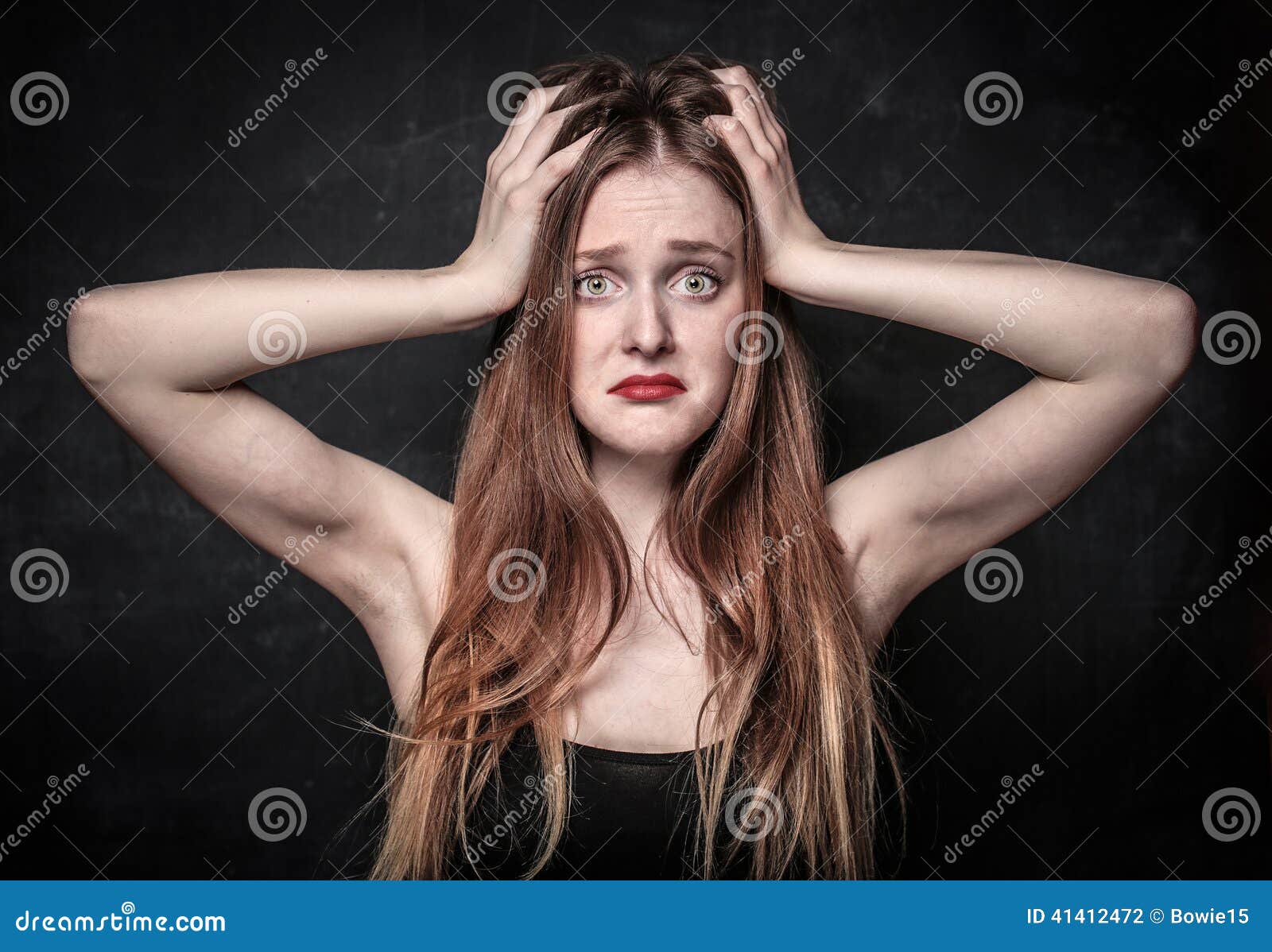 Scared girl stock photo. Image of woman, expression, fear - 41412472