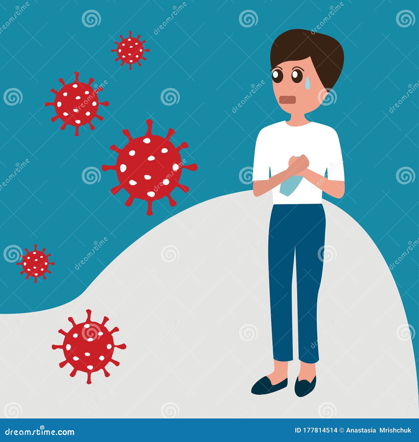 Scared Girl with a Virus. Coronavirus, Fight. Vector Illustration Stock ...