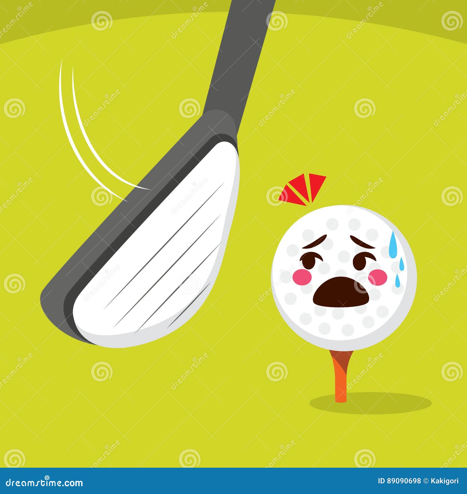 Scared Golf Ball stock vector. Illustration of sweating - 89090698