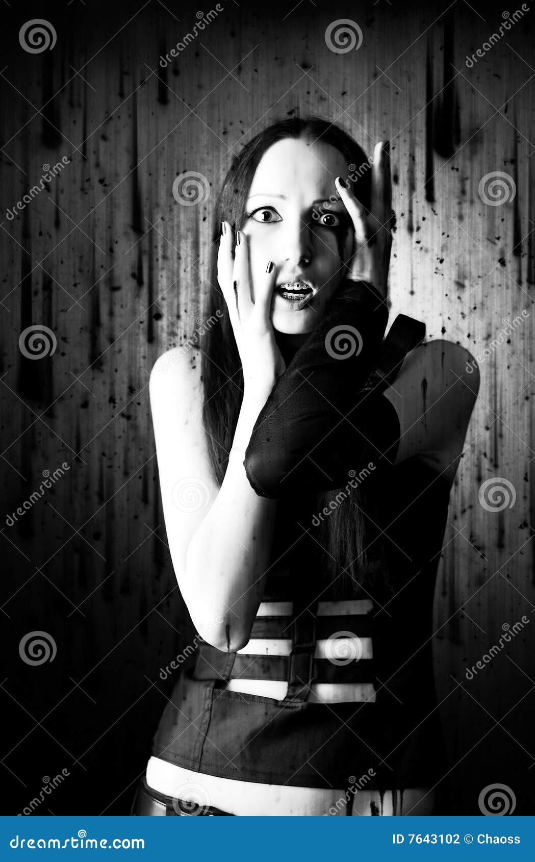 Scared goth woman portrait stock photo. Image of people - 7643102