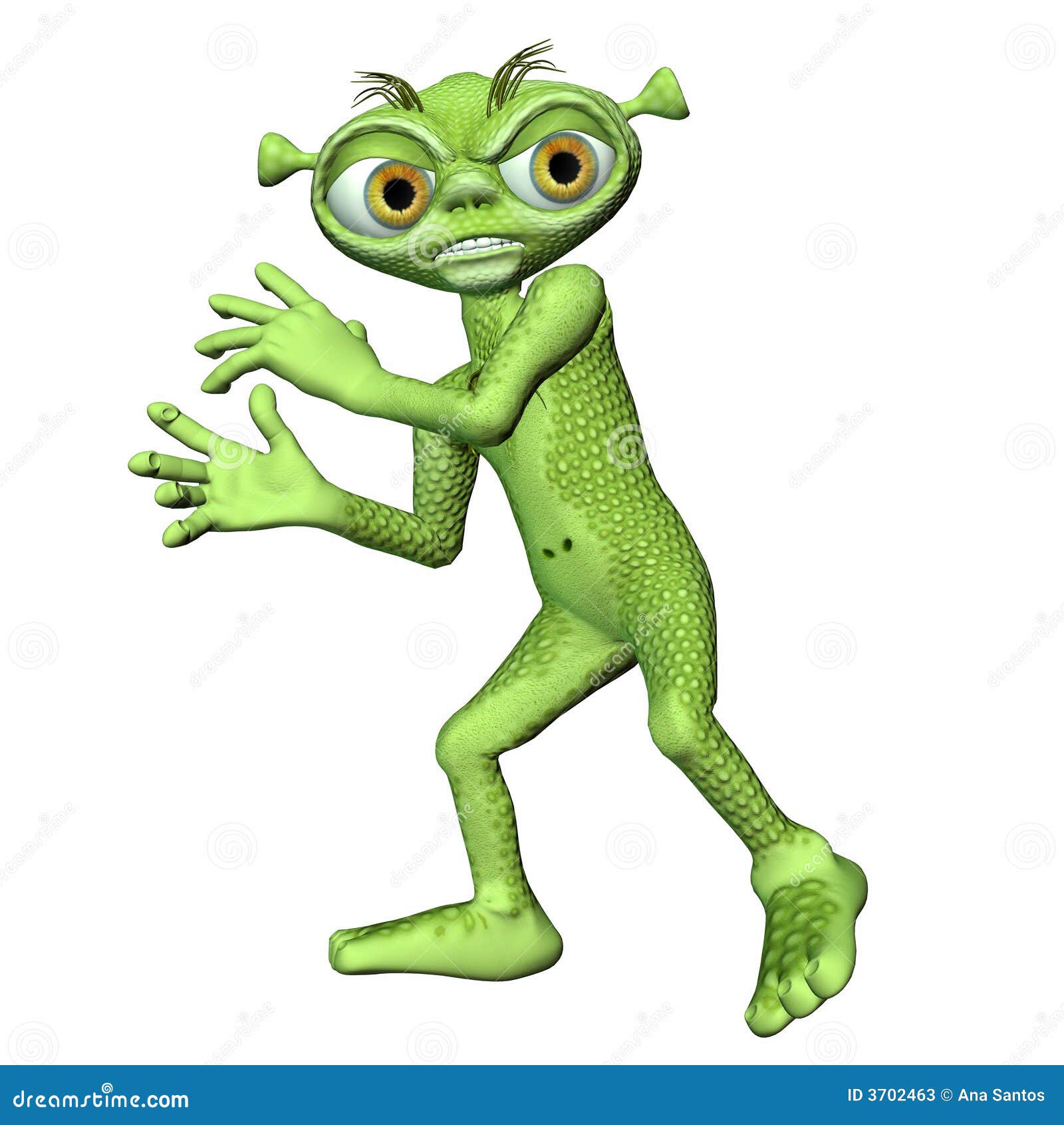 Scared Green Alien stock illustration. Illustration of fiction - 3702463