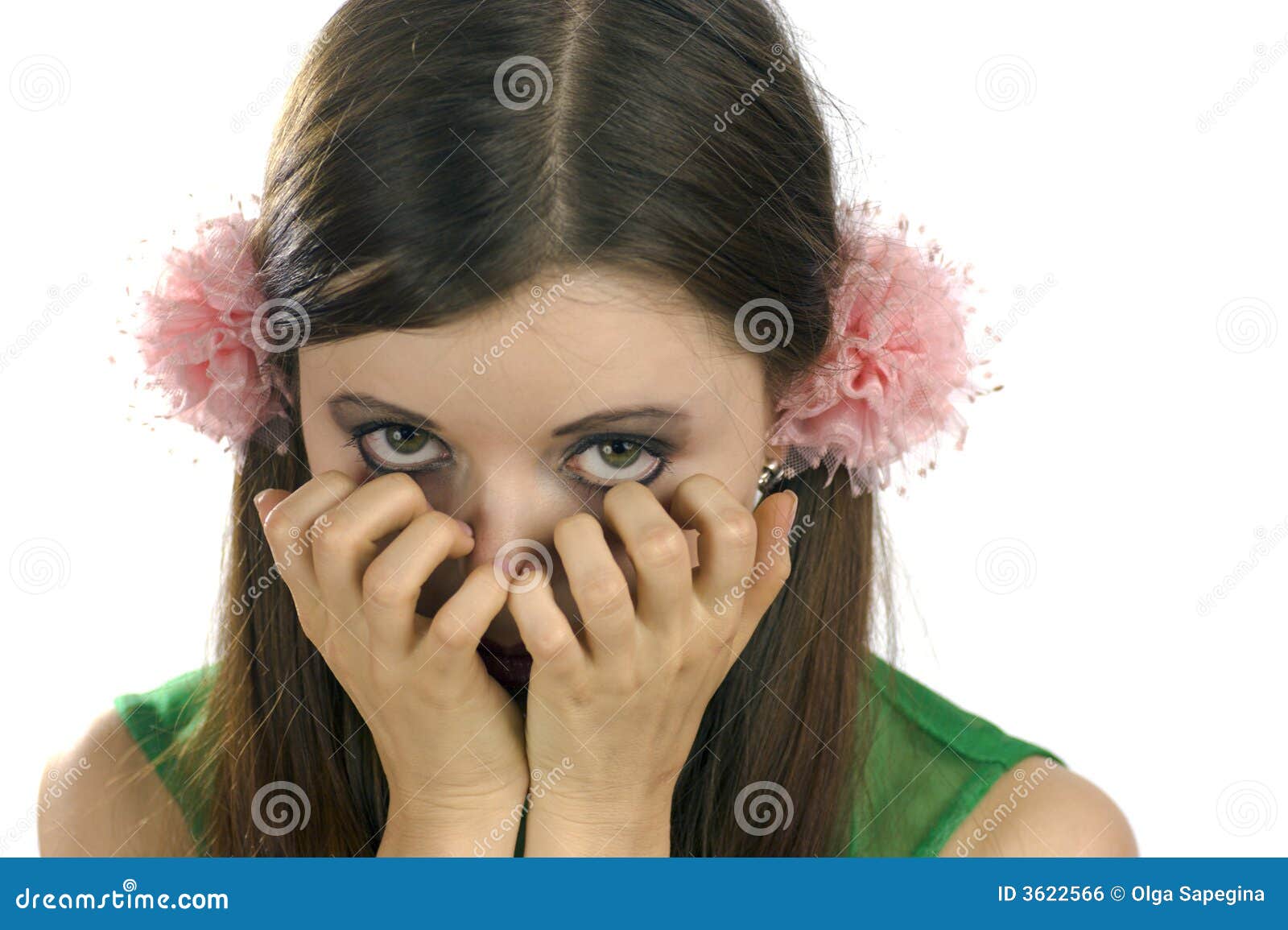 Scared green eyed girl stock photo. Image of displeased - 3622566