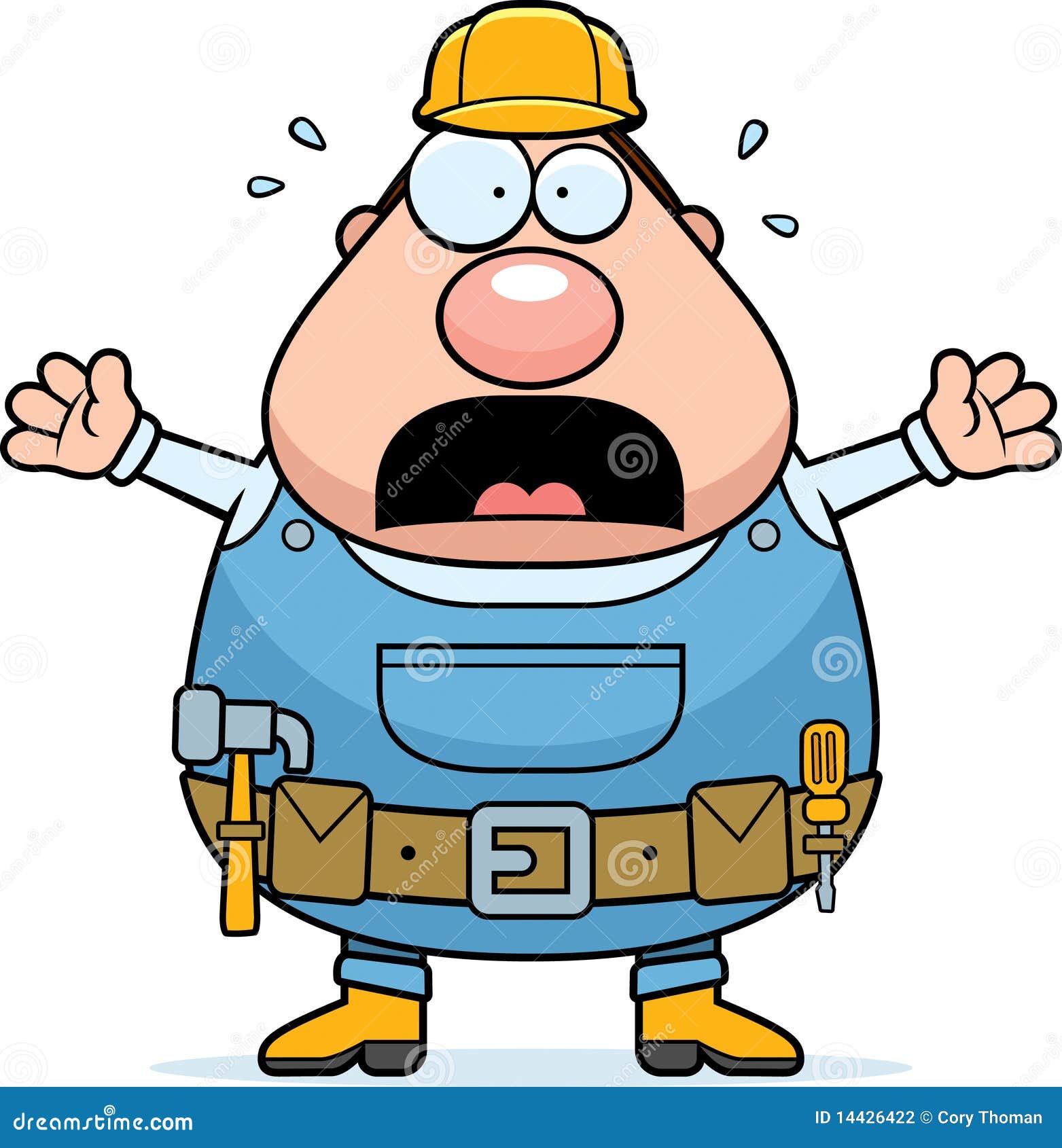 Scared Handyman stock vector. Illustration of construction - 14426422
